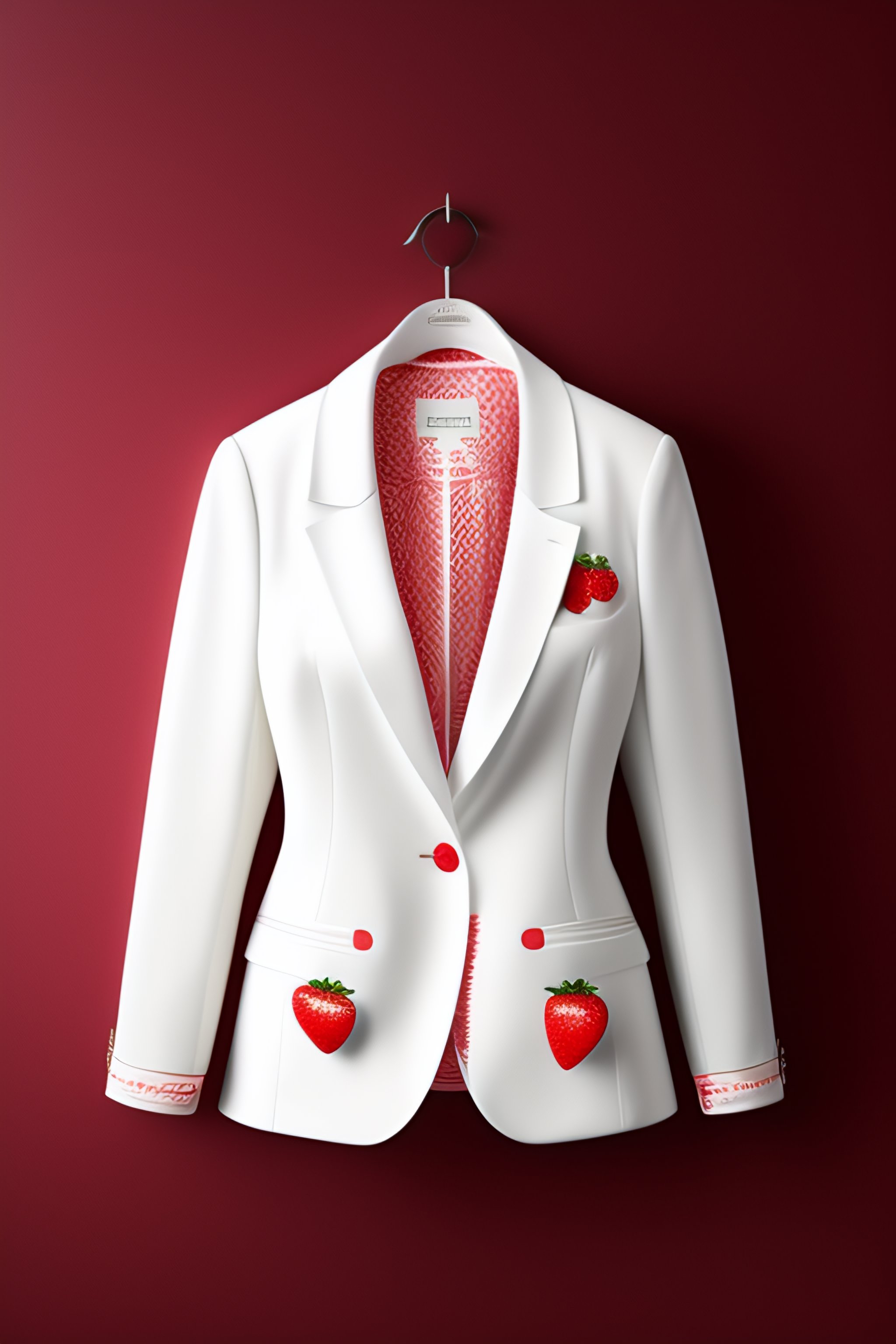 Lexica - White coat with cute strawberries theme for ladies
