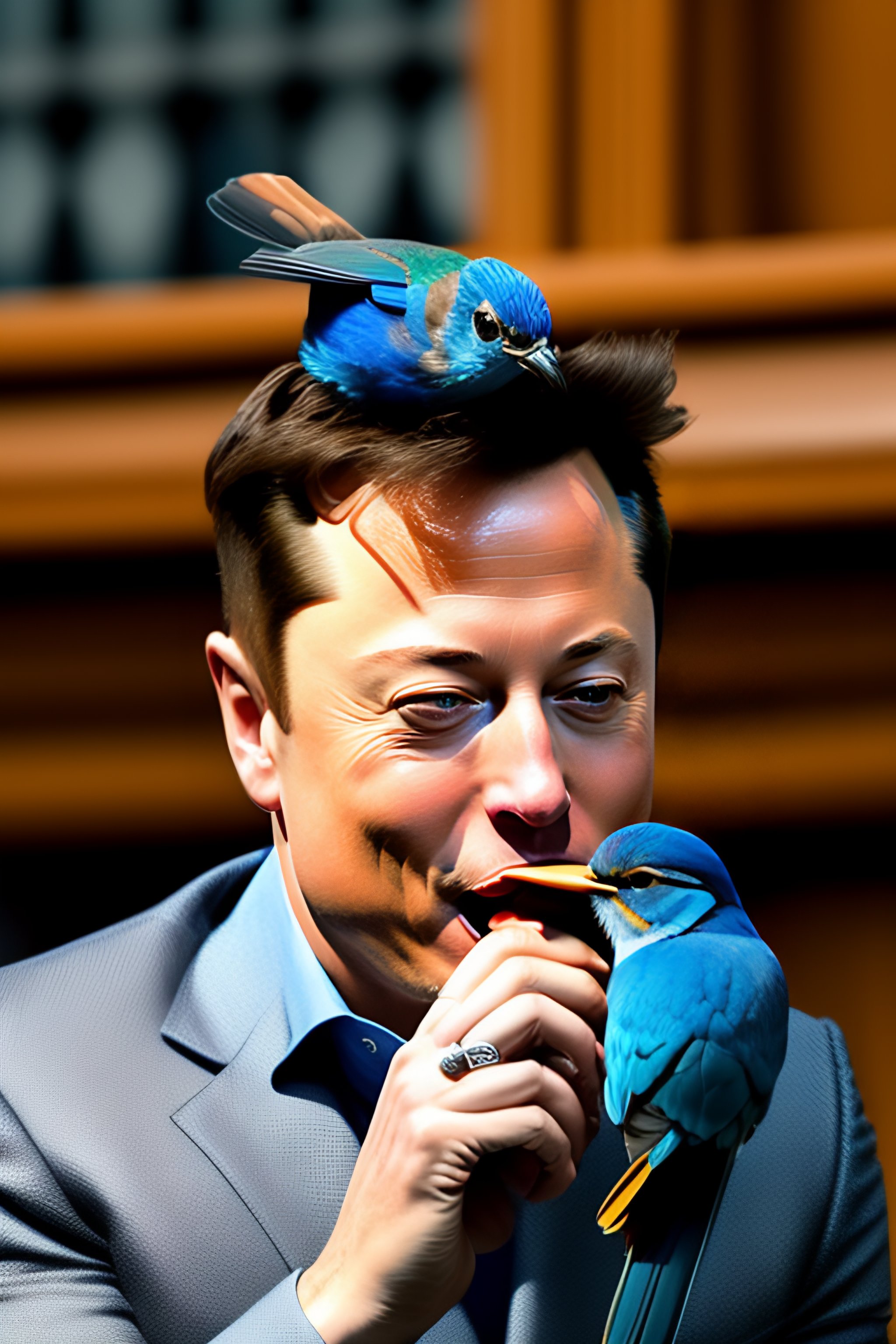 Lexica - Elon musk eating blue bird
