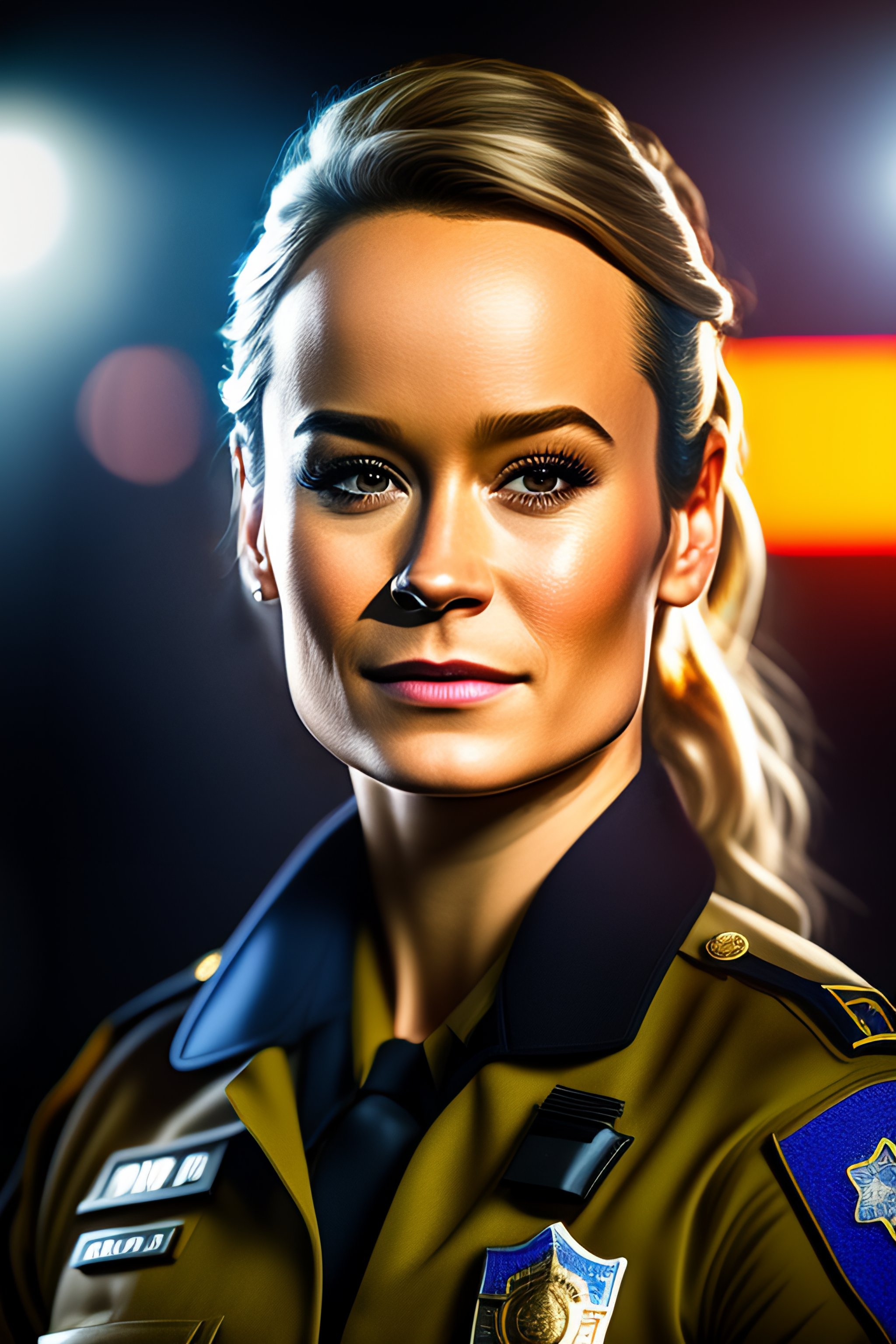 Lexica - Brie Larson as a female police officer, realistic detailed ...