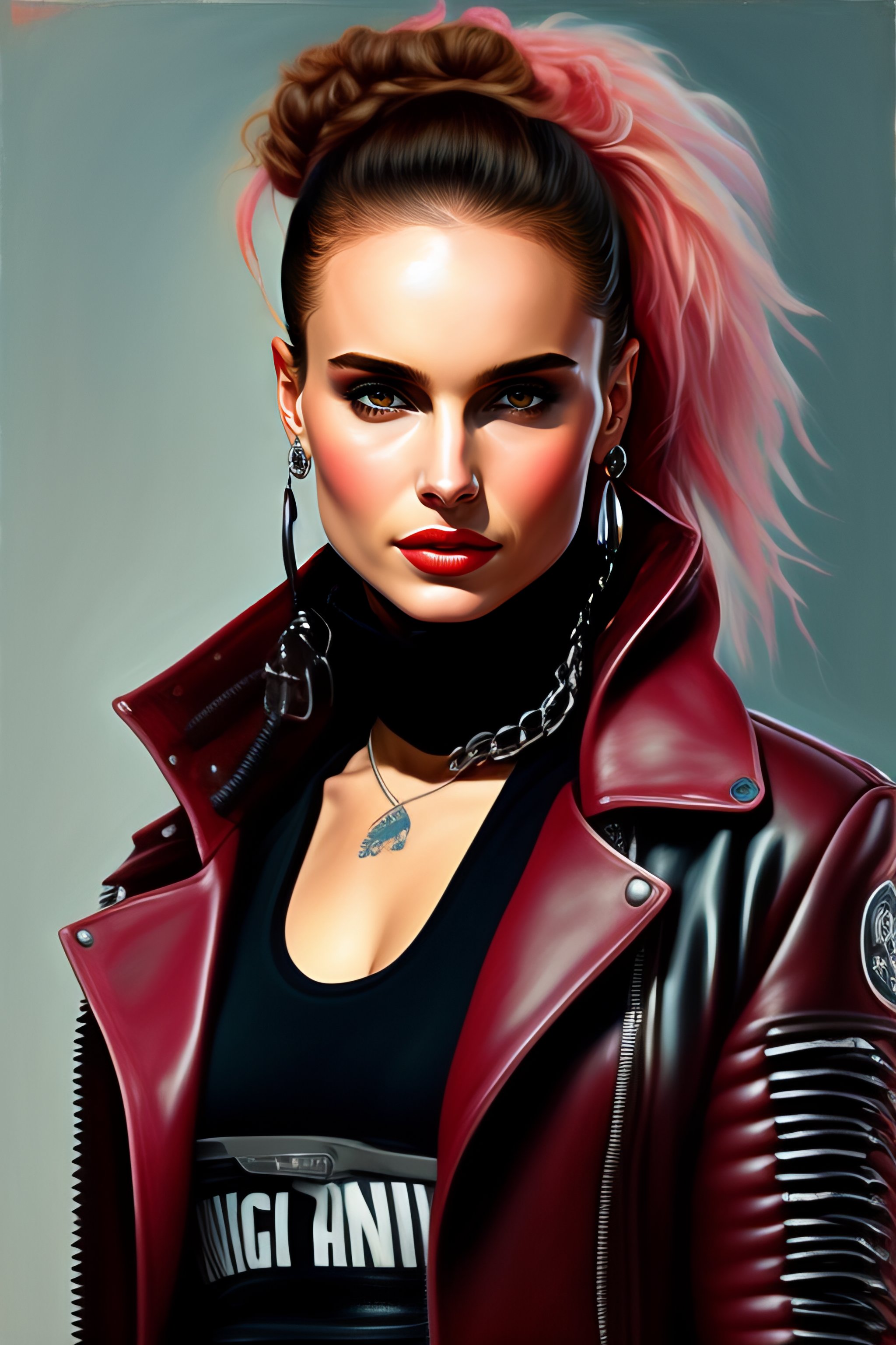 Lexica - Cute punk rock girl, mad max jacket, renaissance, cables on ...