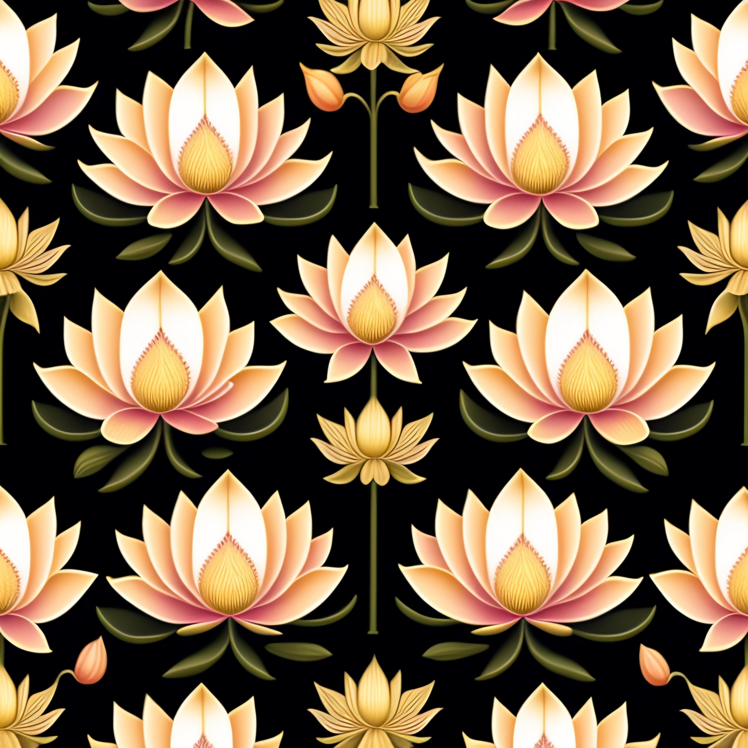 Lexica - Floral Victorian large repeating pattern of lotus flowers for ...