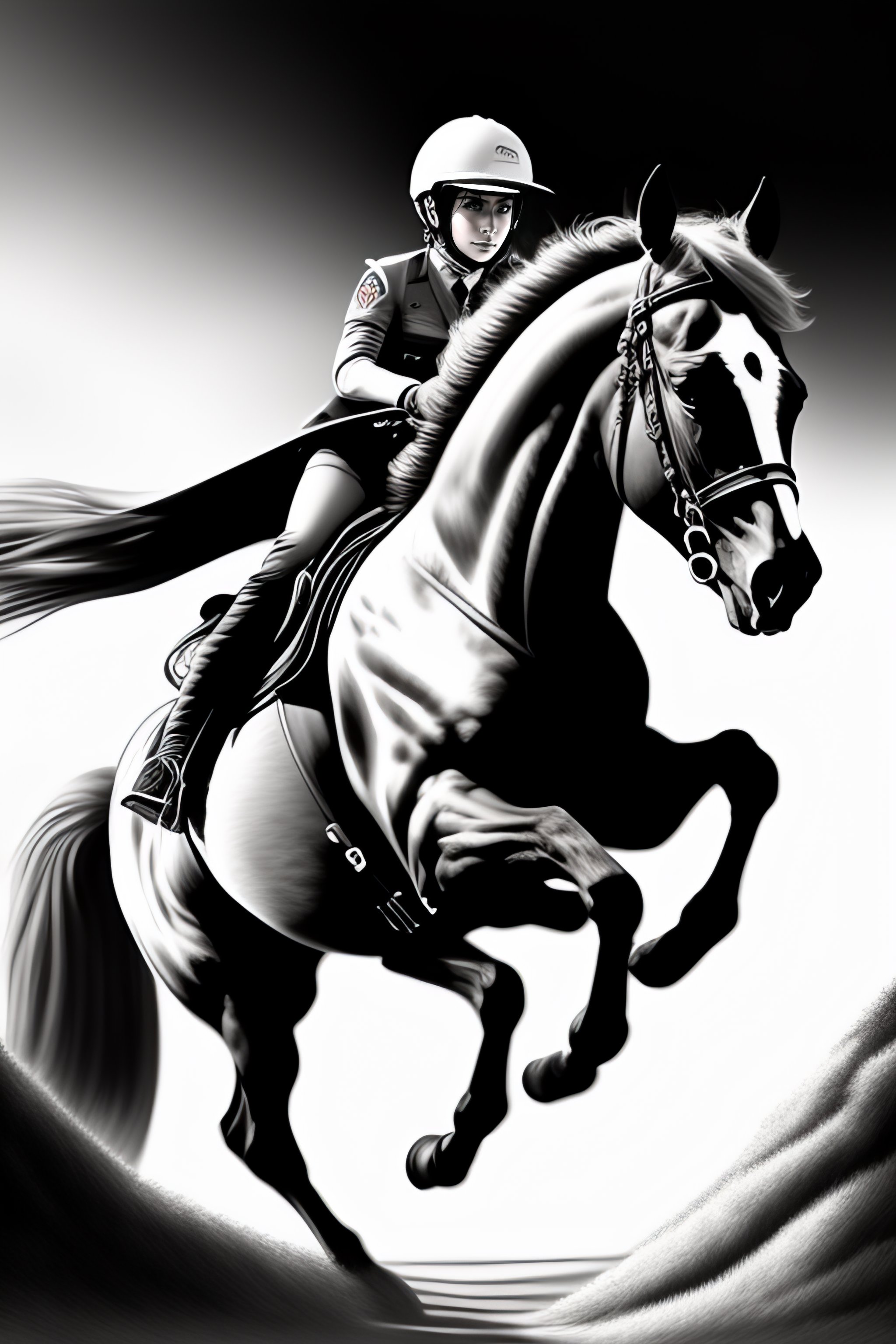 Lexica - Drawing manga horse riding jumping