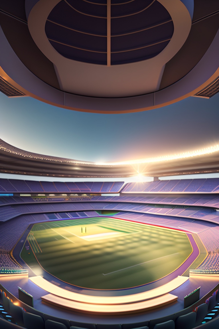 Lexica - Cricket stadium indoors, ground and pitch, octane render, top ...