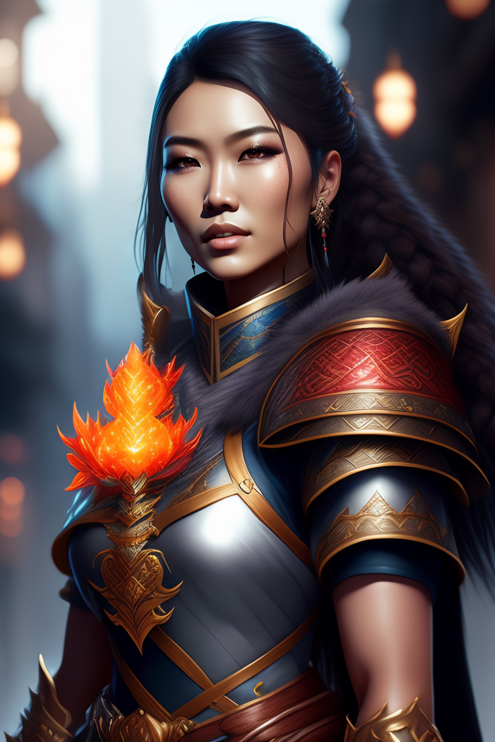 Lexica - Mixed asian and white cityguard, intimidating d & d character ...