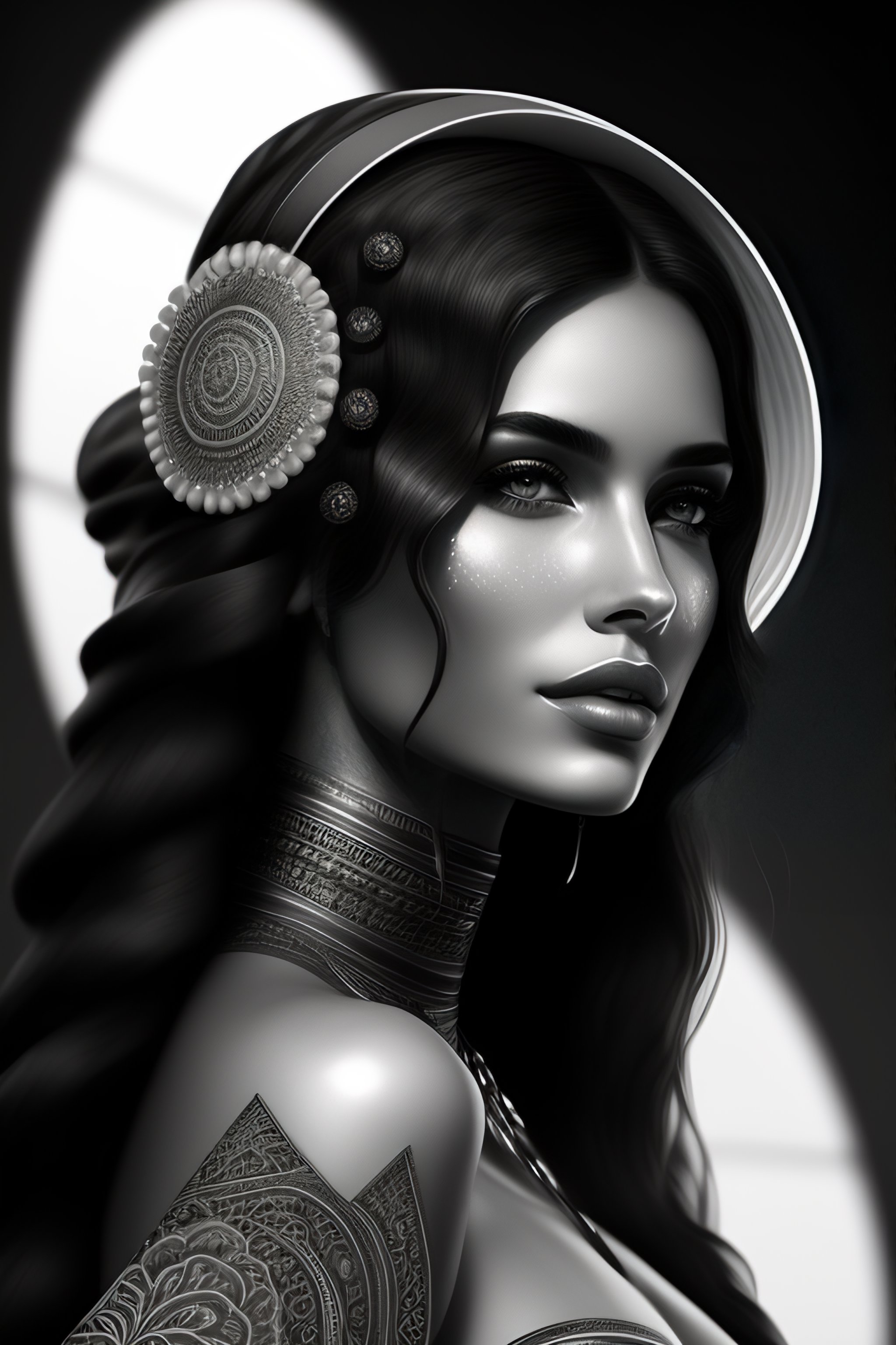 Lexica - Beautiful bohemian young woman, black and white, long gaze,8k ...