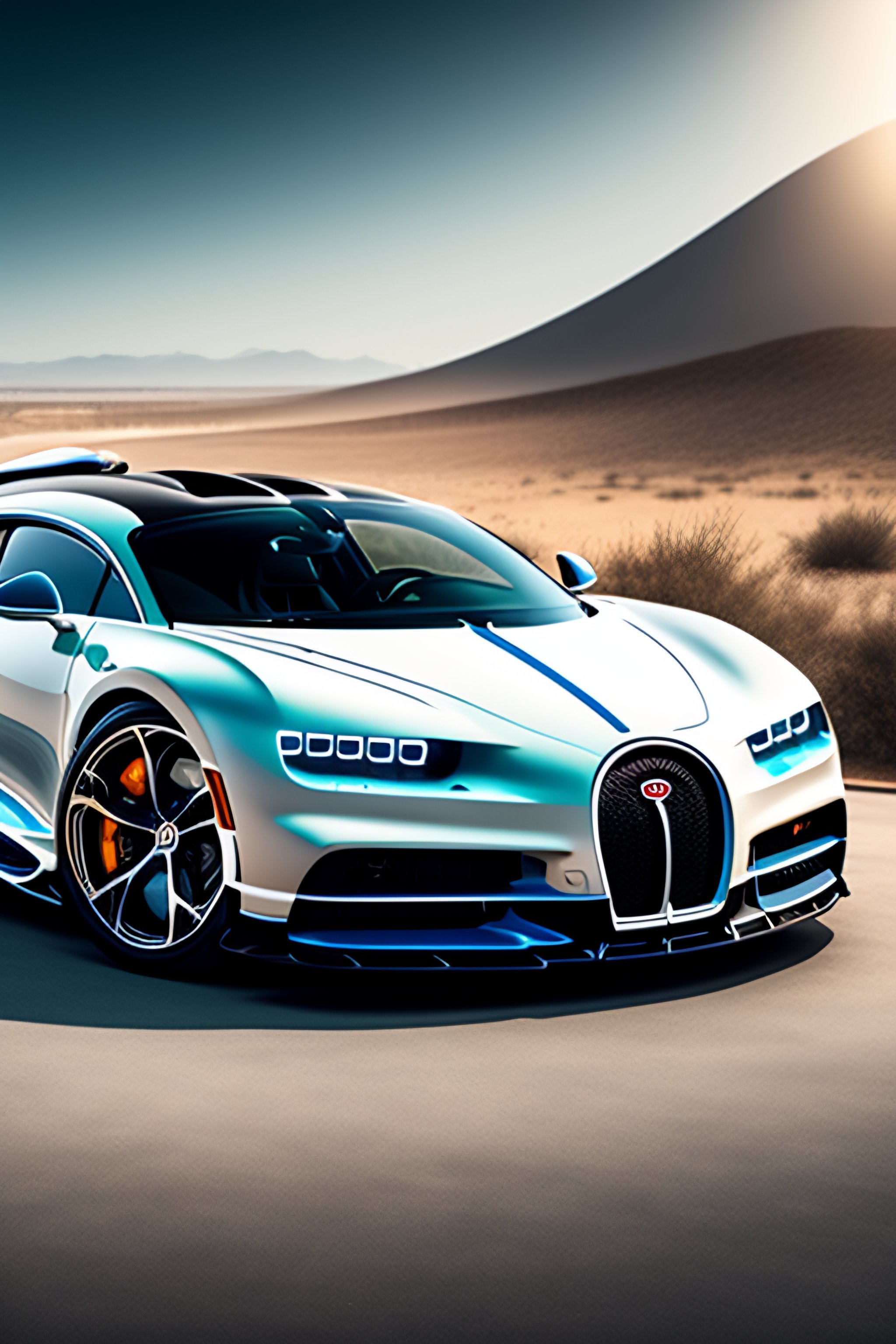 Lexica - Surrealistic, bugatti Chiron, central, matte white, 8k, no spoiler