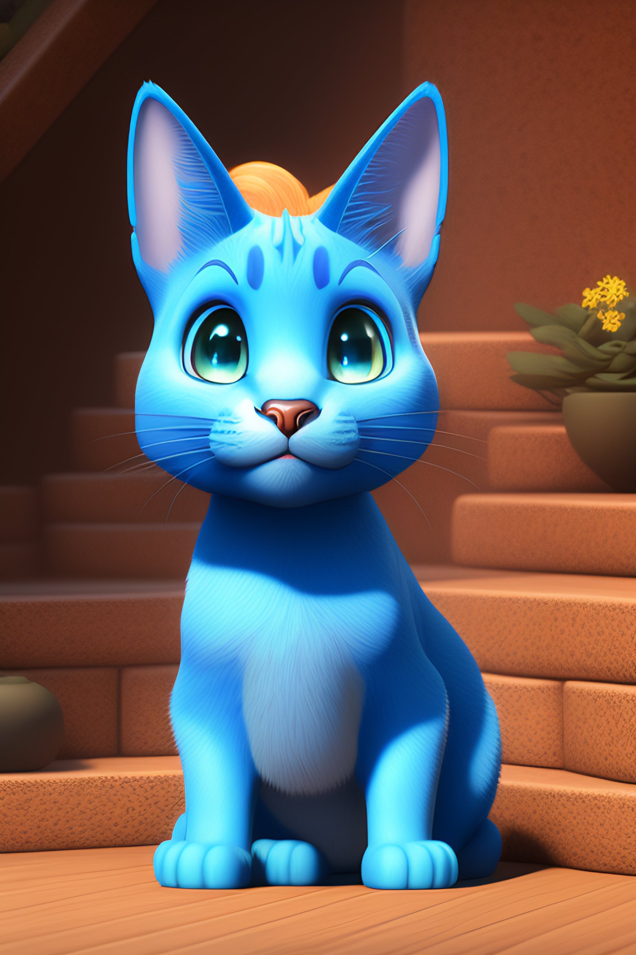 Lexica - A cute blue cat as a pixar disney character from up 2 0 0 9 ...