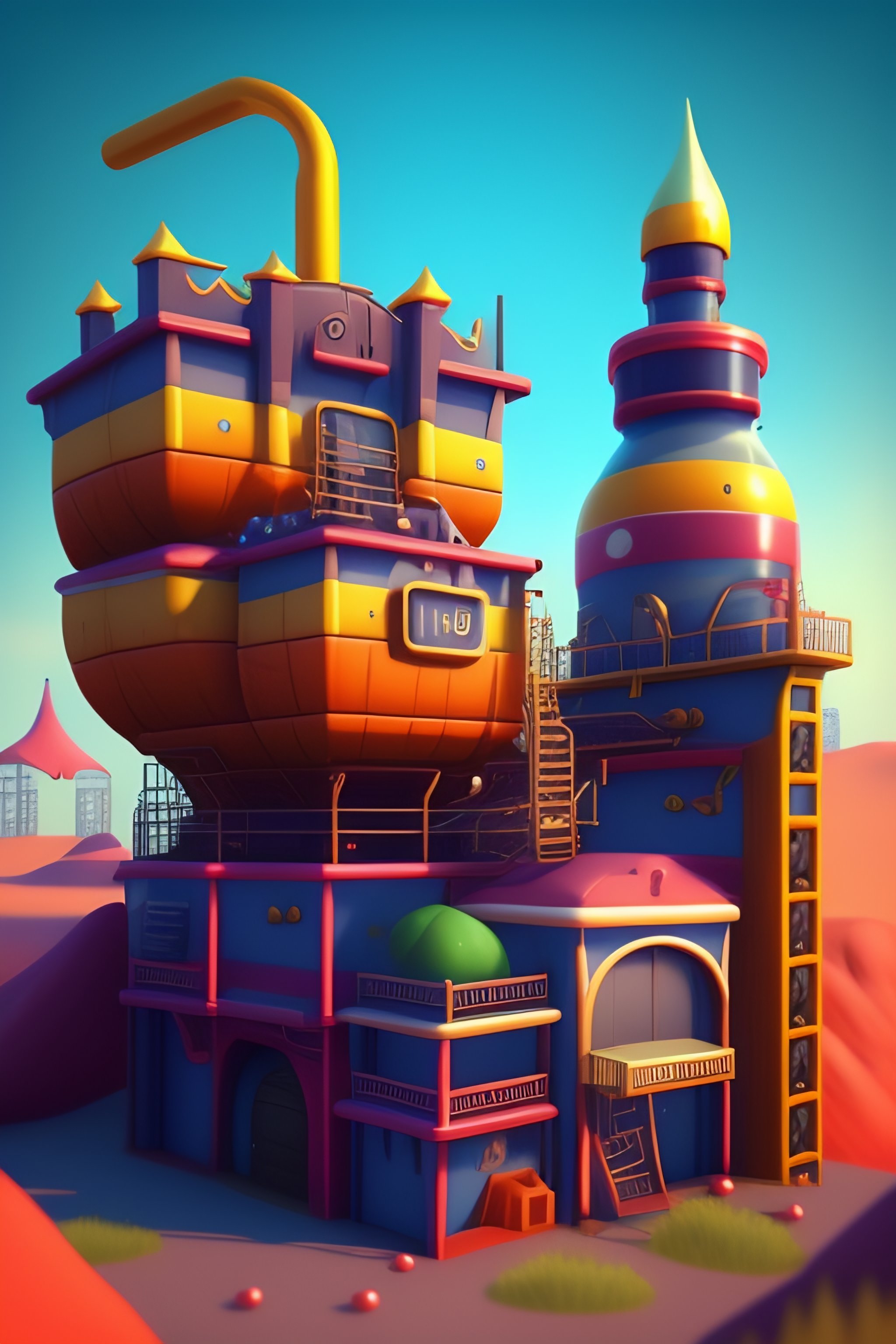 Lexica - 3d stylized little game building factory