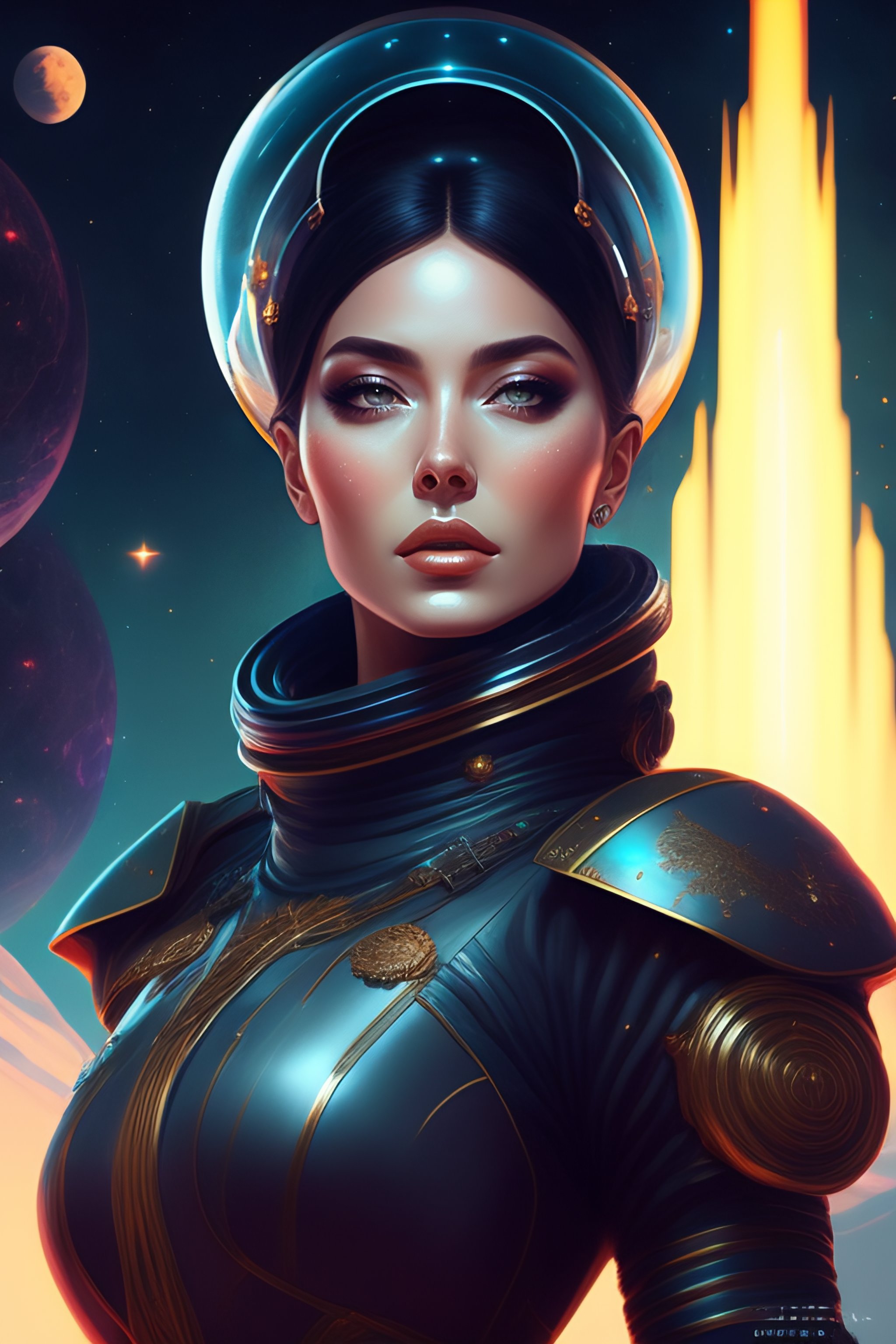 Lexica - Portrait dark fantasy cosmonaut, in ruined ancient cosmic base ...