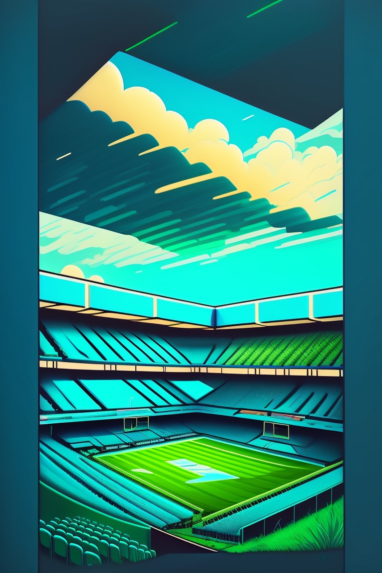 Lexica - Image from inside the soccer stadium, in the grass, surrounded ...