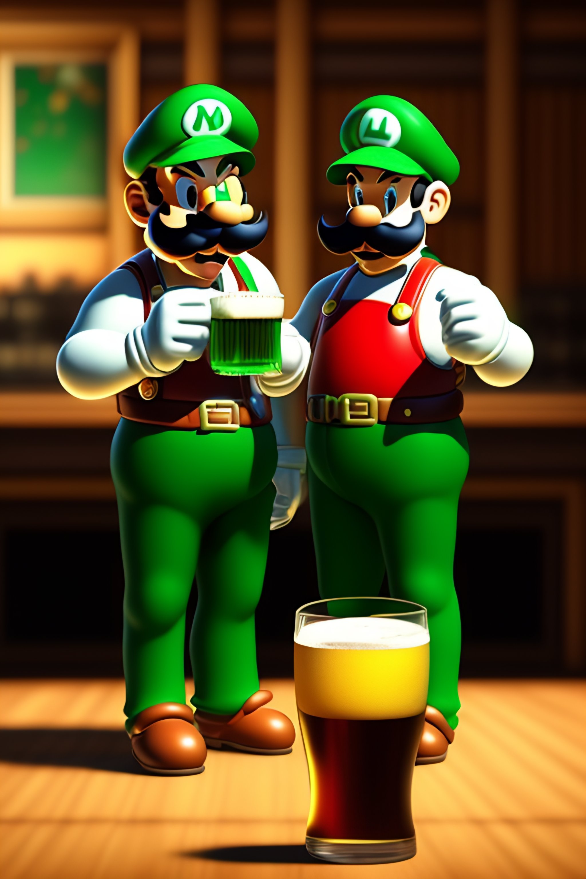 Lexica - Mario and Luigi drinking beers