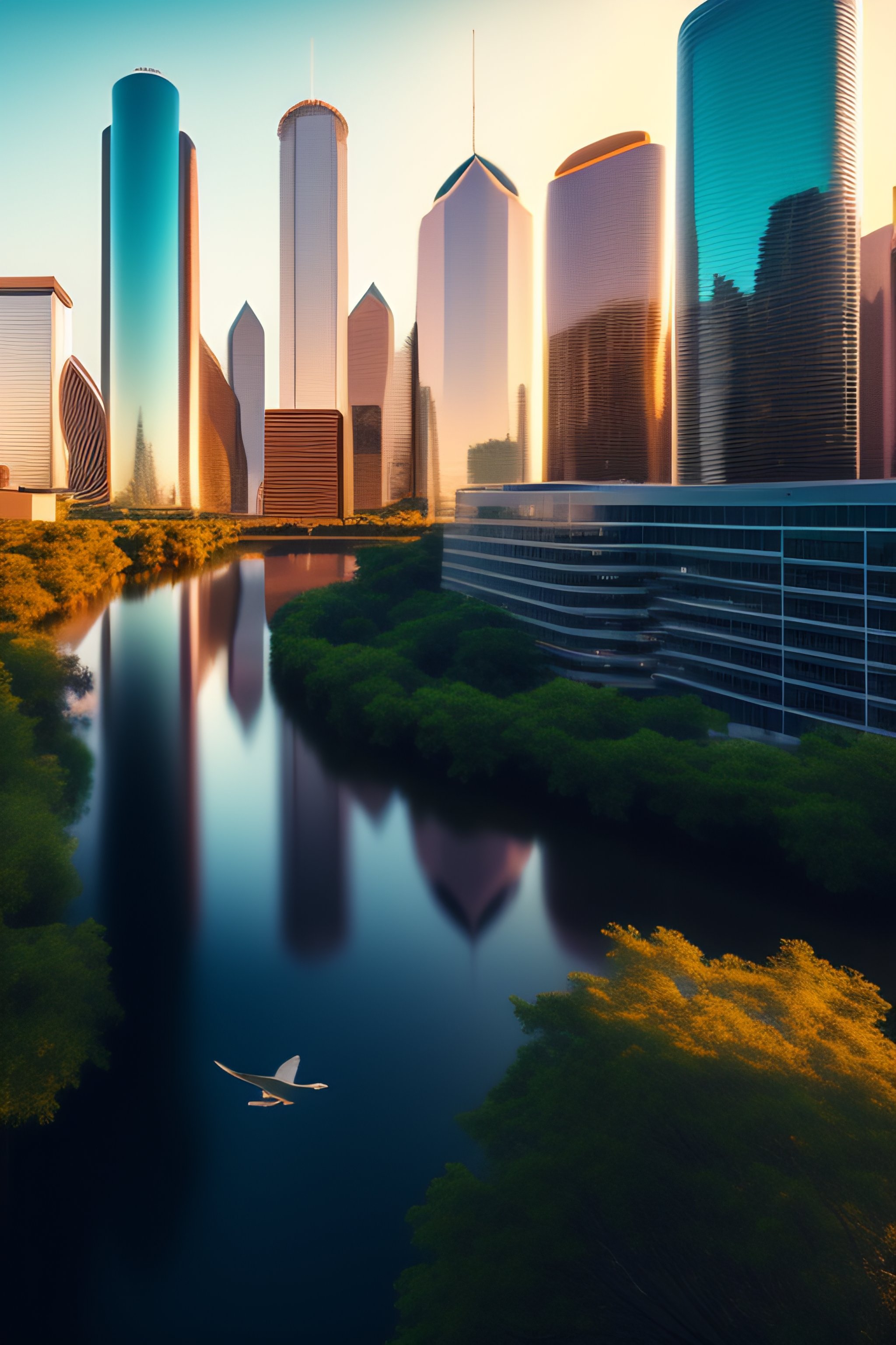 Lexica - Panorama of houston texas in the future, sci - fi buildings ...