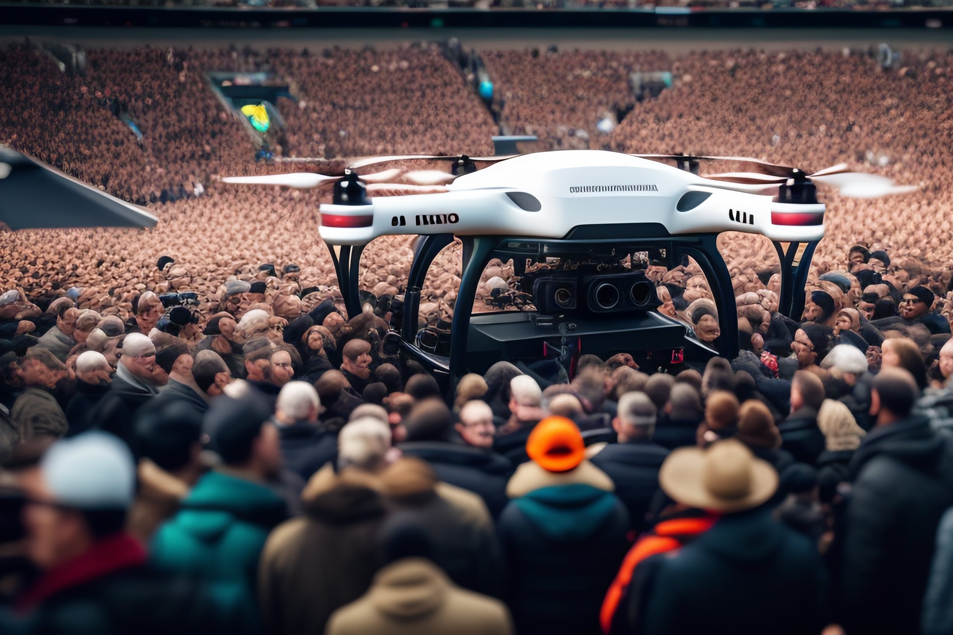 Lexica - Drone flying over a crowd