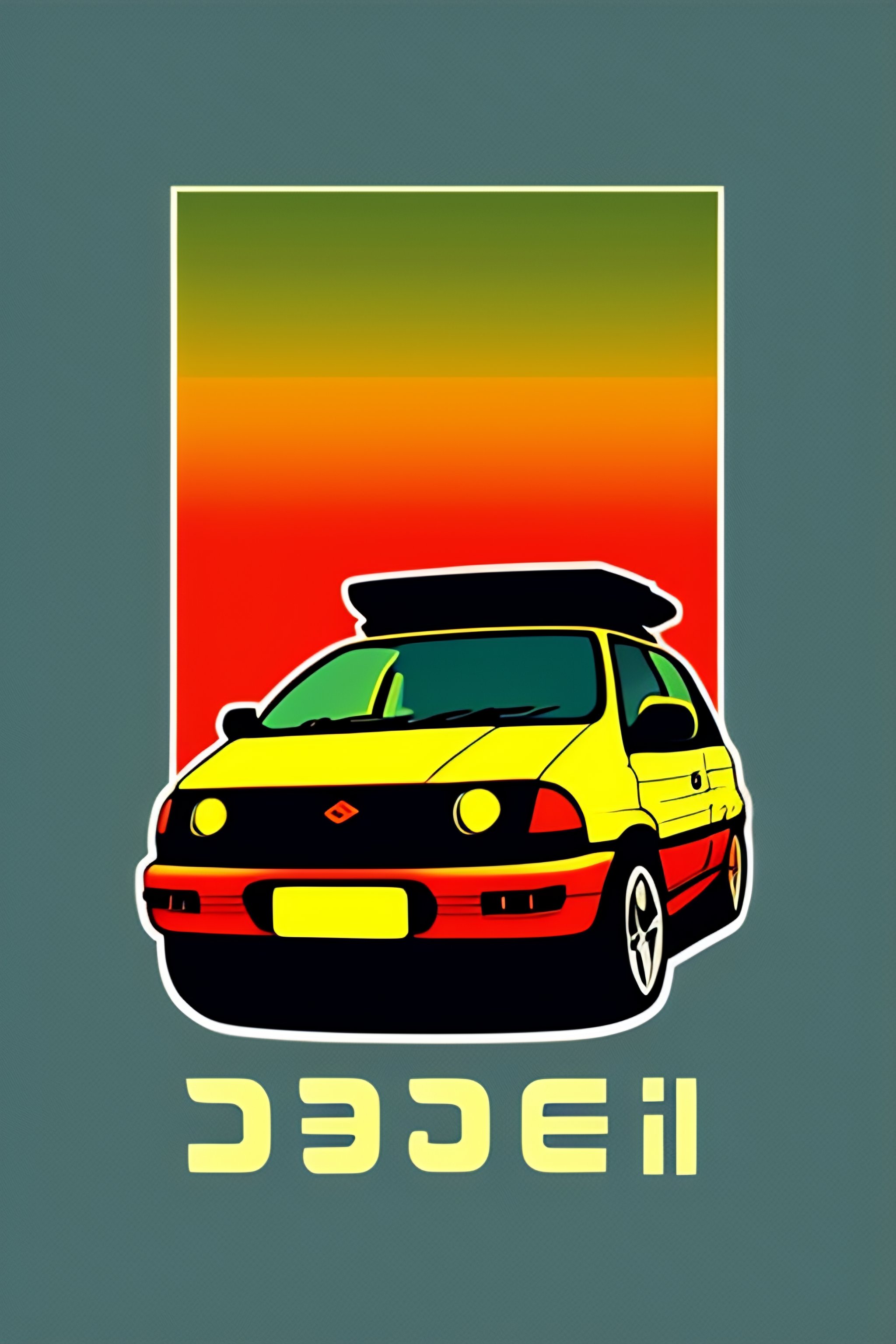 Lexica - Cartoon kei car sticker, anime initial d style, solid ...