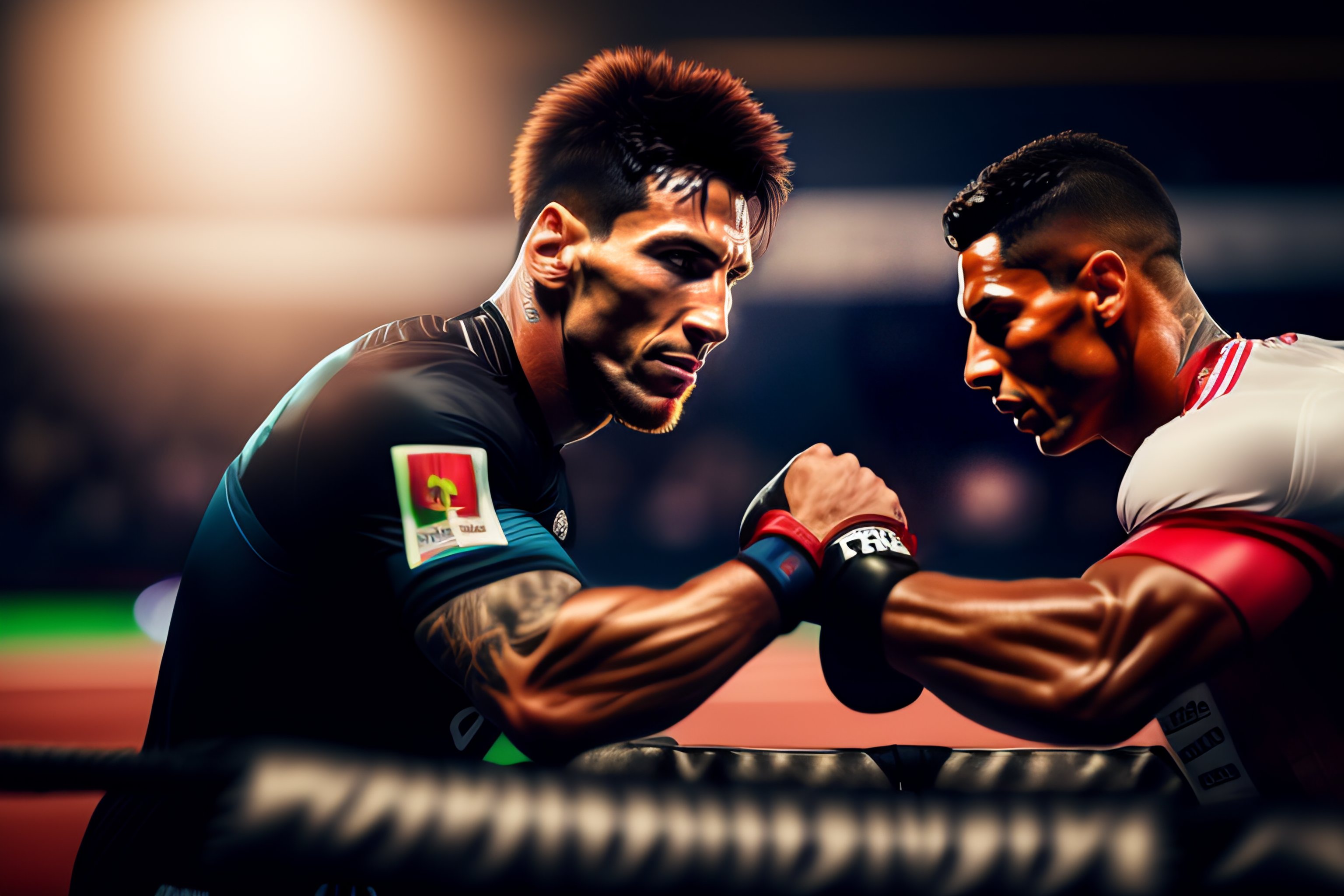 Lexica - A macro shot of Lionel Messi and Christiano Ronaldo arm ...