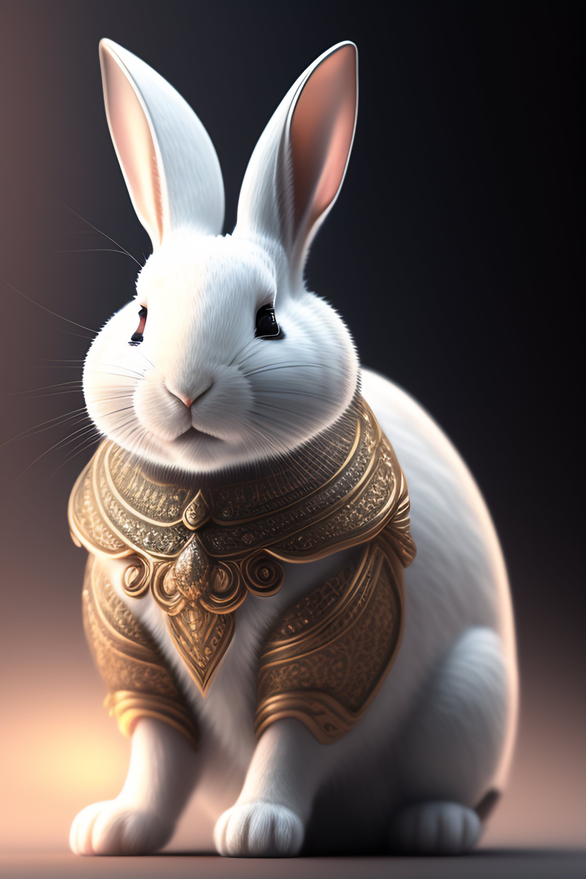 Lexica - A white rabbit with intricate silver ornament engravings on ...