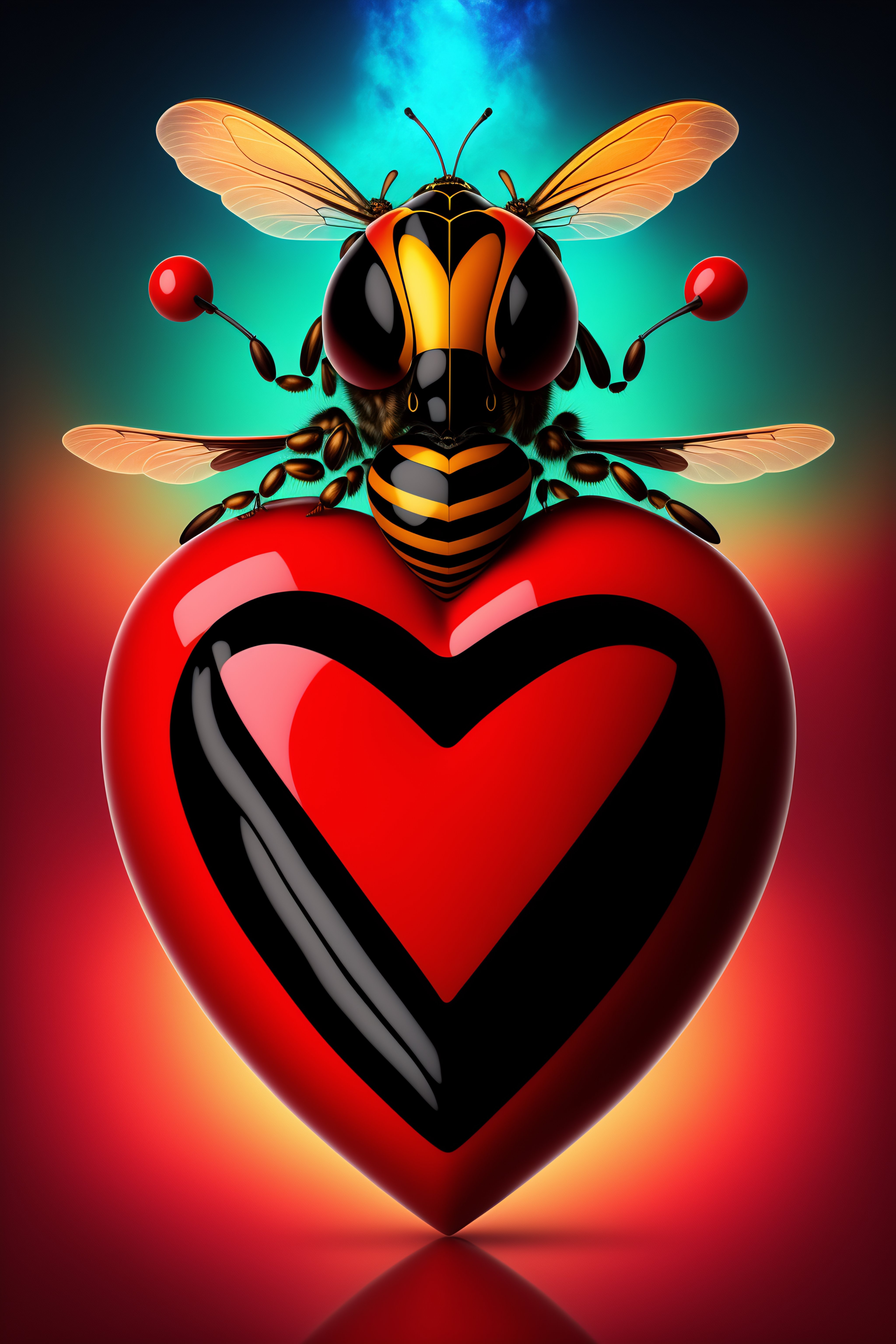 Lexica - Wasp, belly in the form of a red heart, purposeful, collected ...