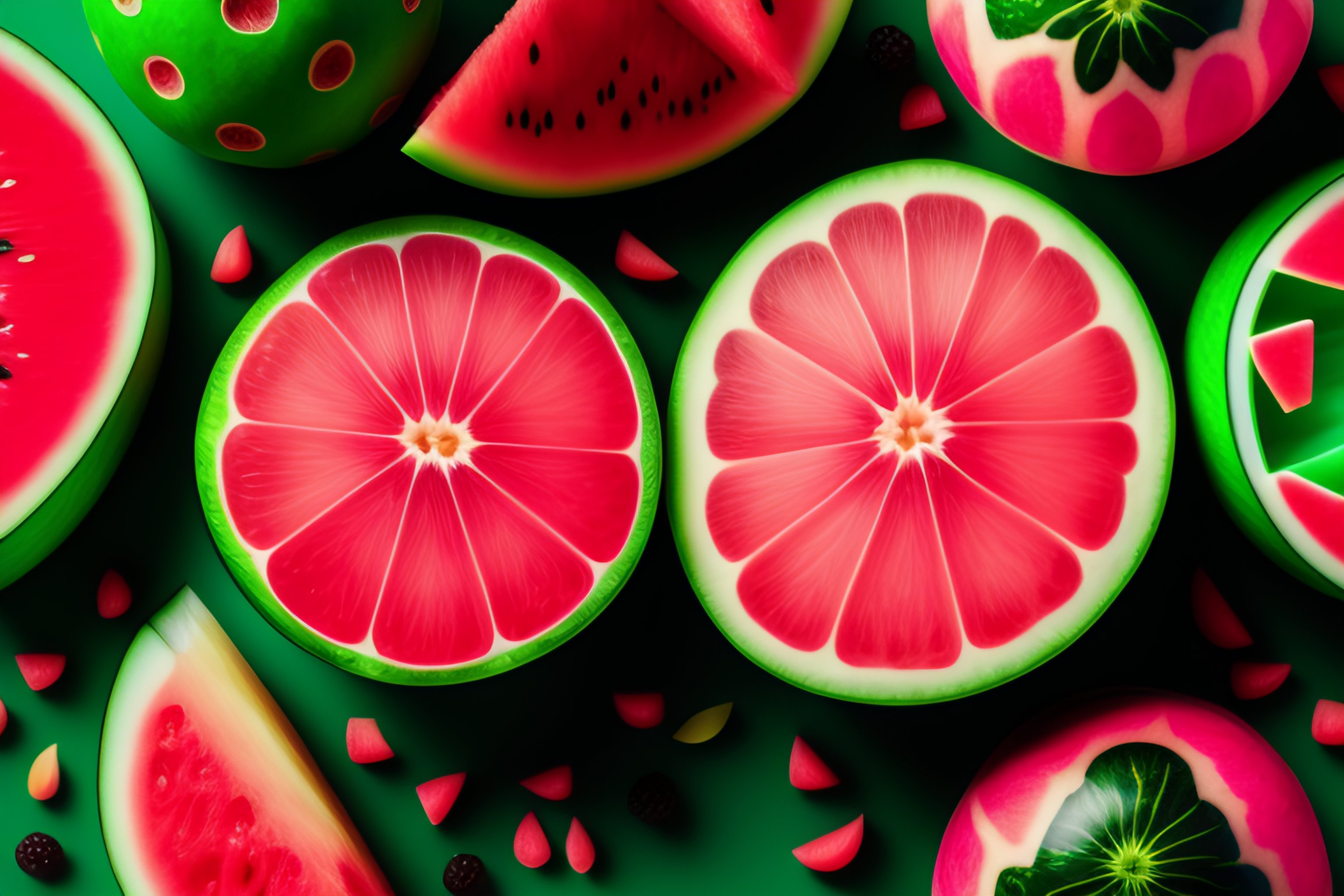 Lexica - Amazing realistic Pattern with ripe watermelon on pink background. Top View. Pop art ...