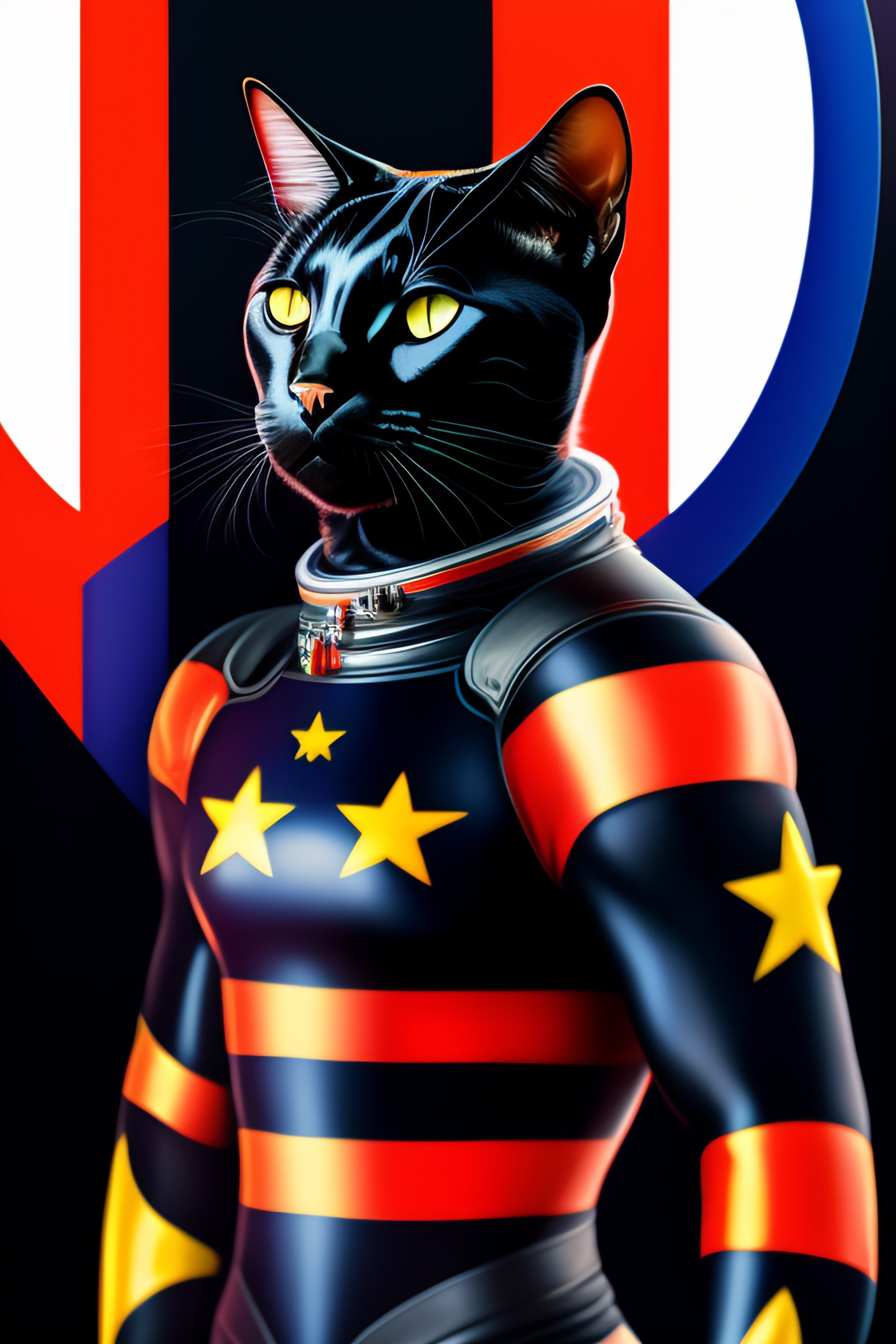 Lexica - Portrait of a black cat astronaut with European Union flag in ...