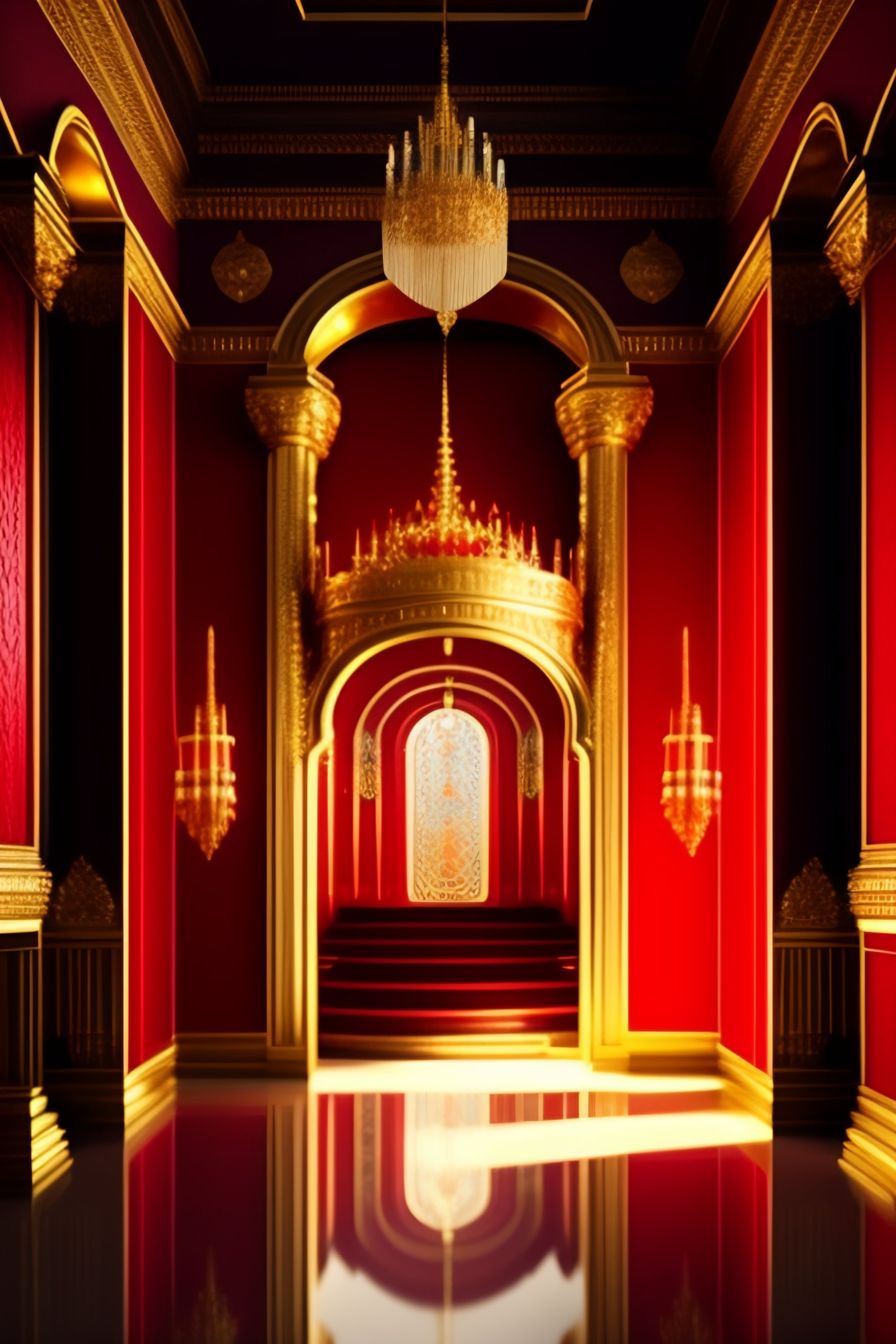 Lexica - Palace, inside, kingdom, luxury, red, gold, far distance, big