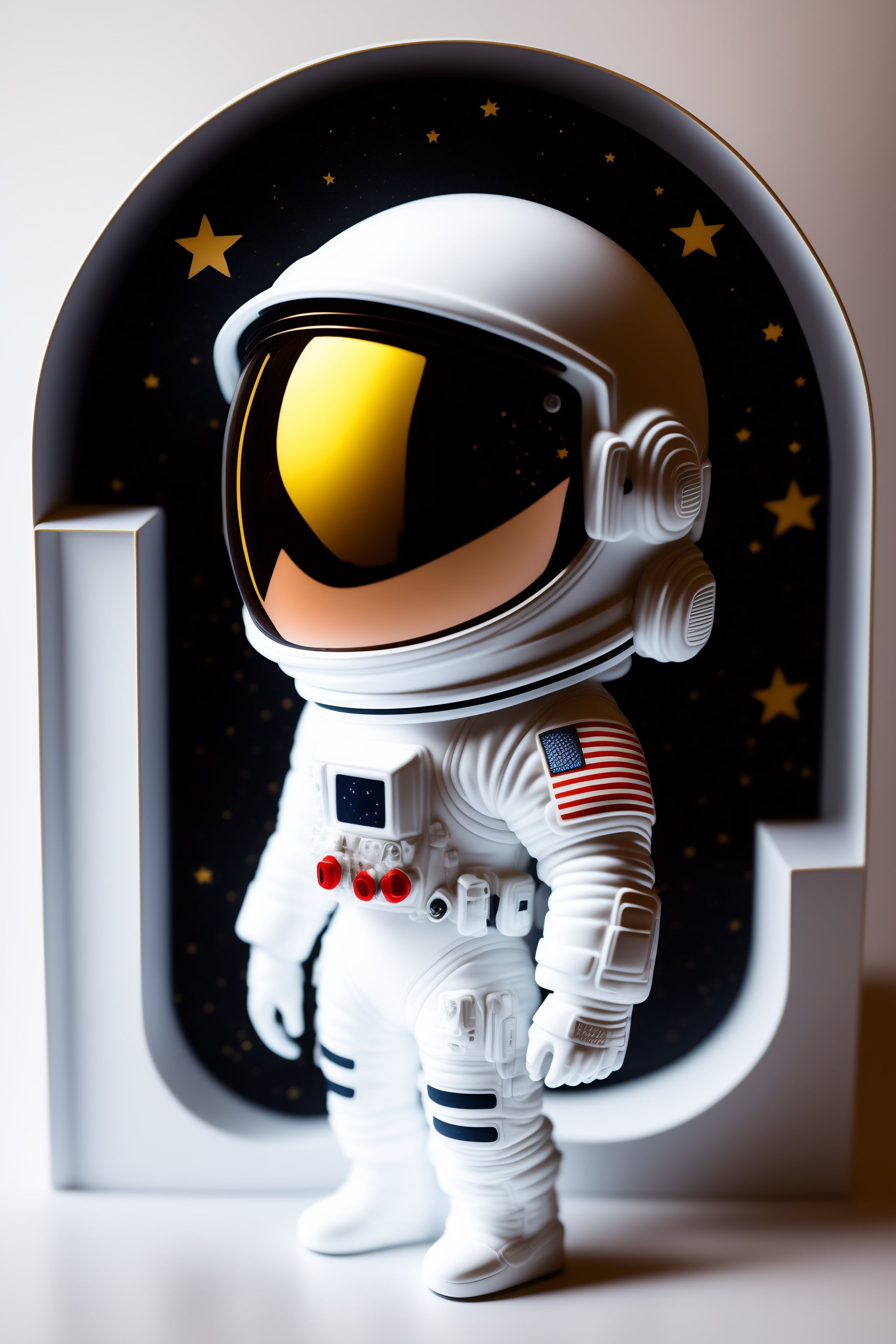 Lexica - Astronaut white suit closed helmet, funko pop, black space ...