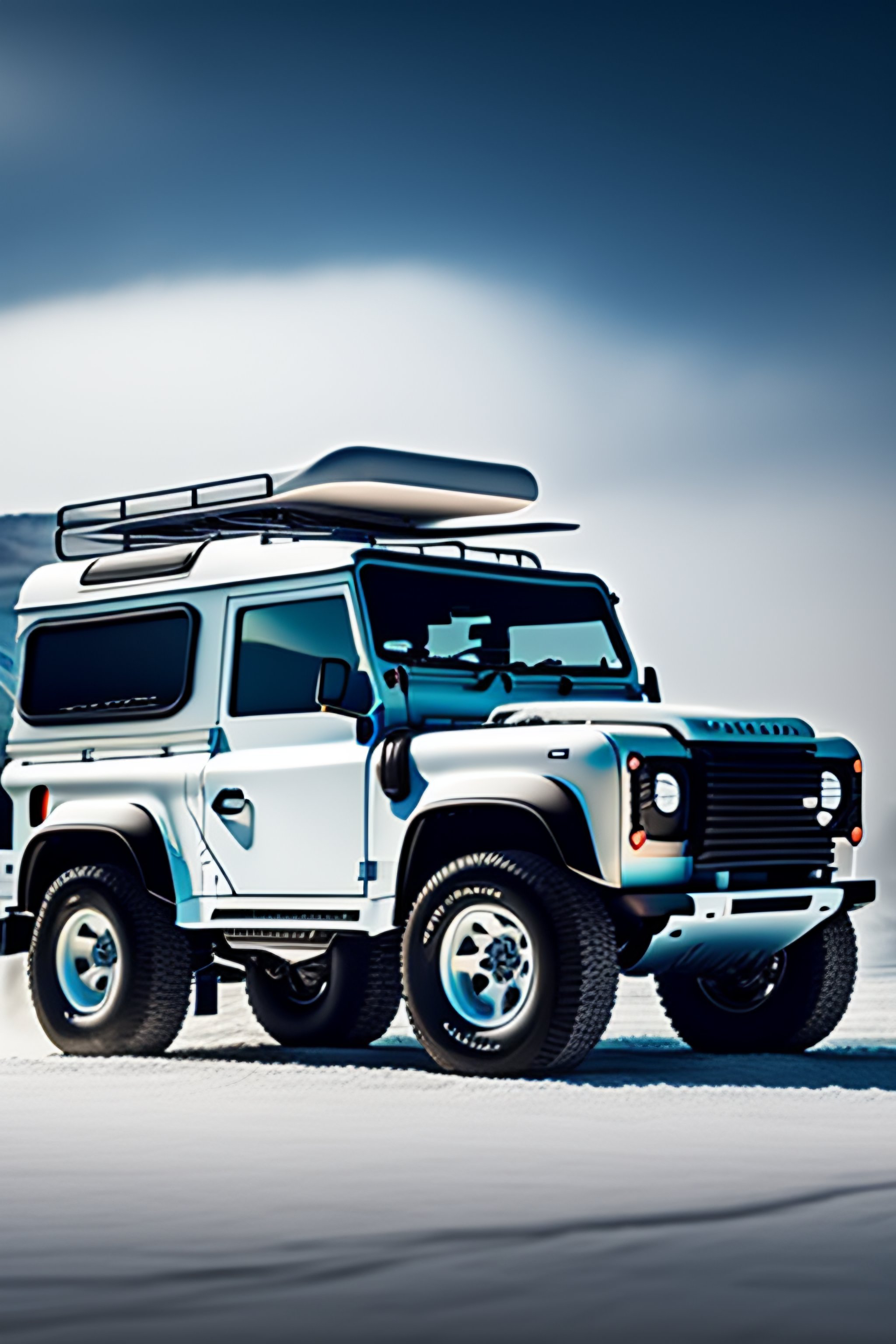 Lexica - A defender 110 year 1996 white color in futuristic scenery
