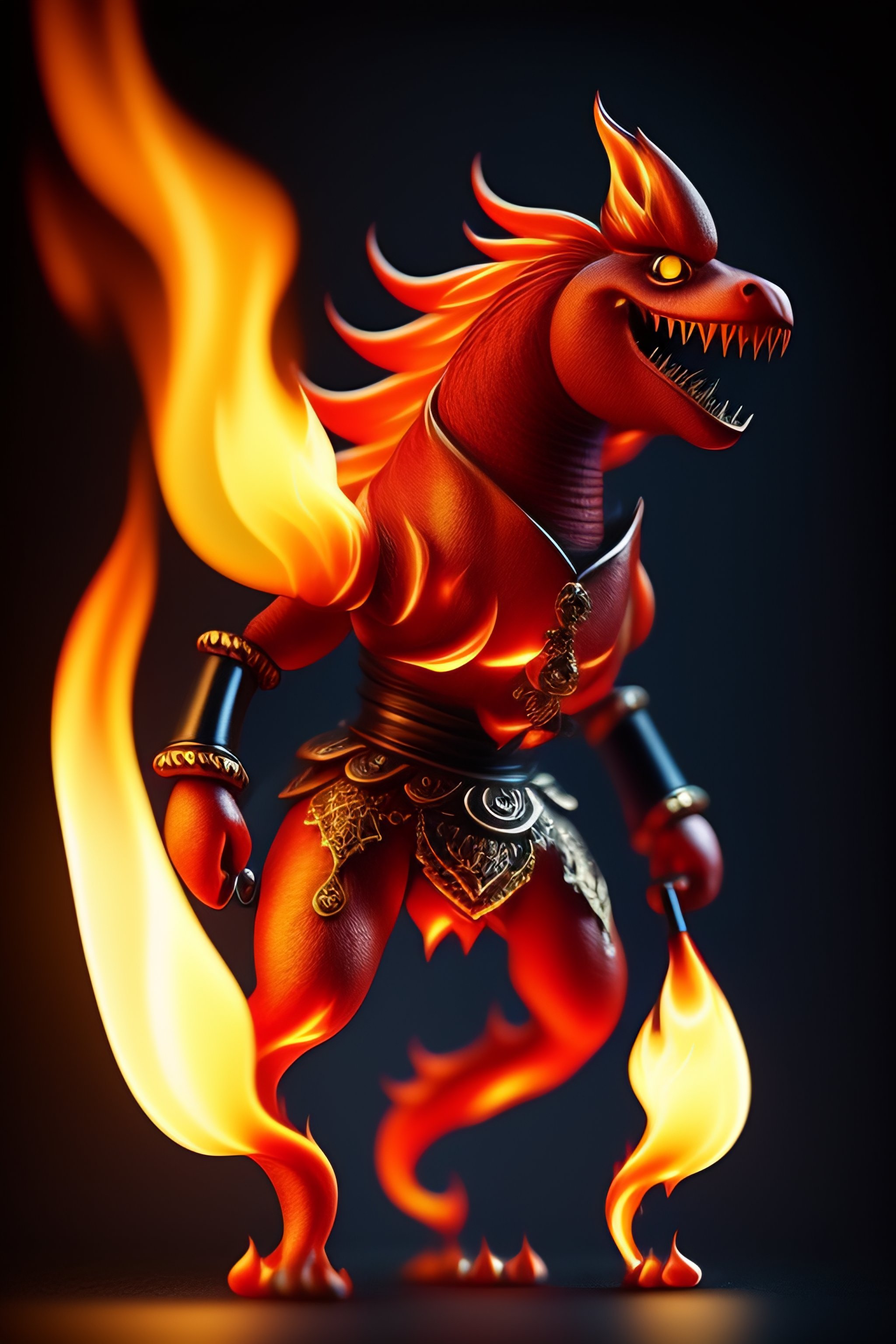 Lexica - Flame antropomorphic monster shaped as marionette, flames ...