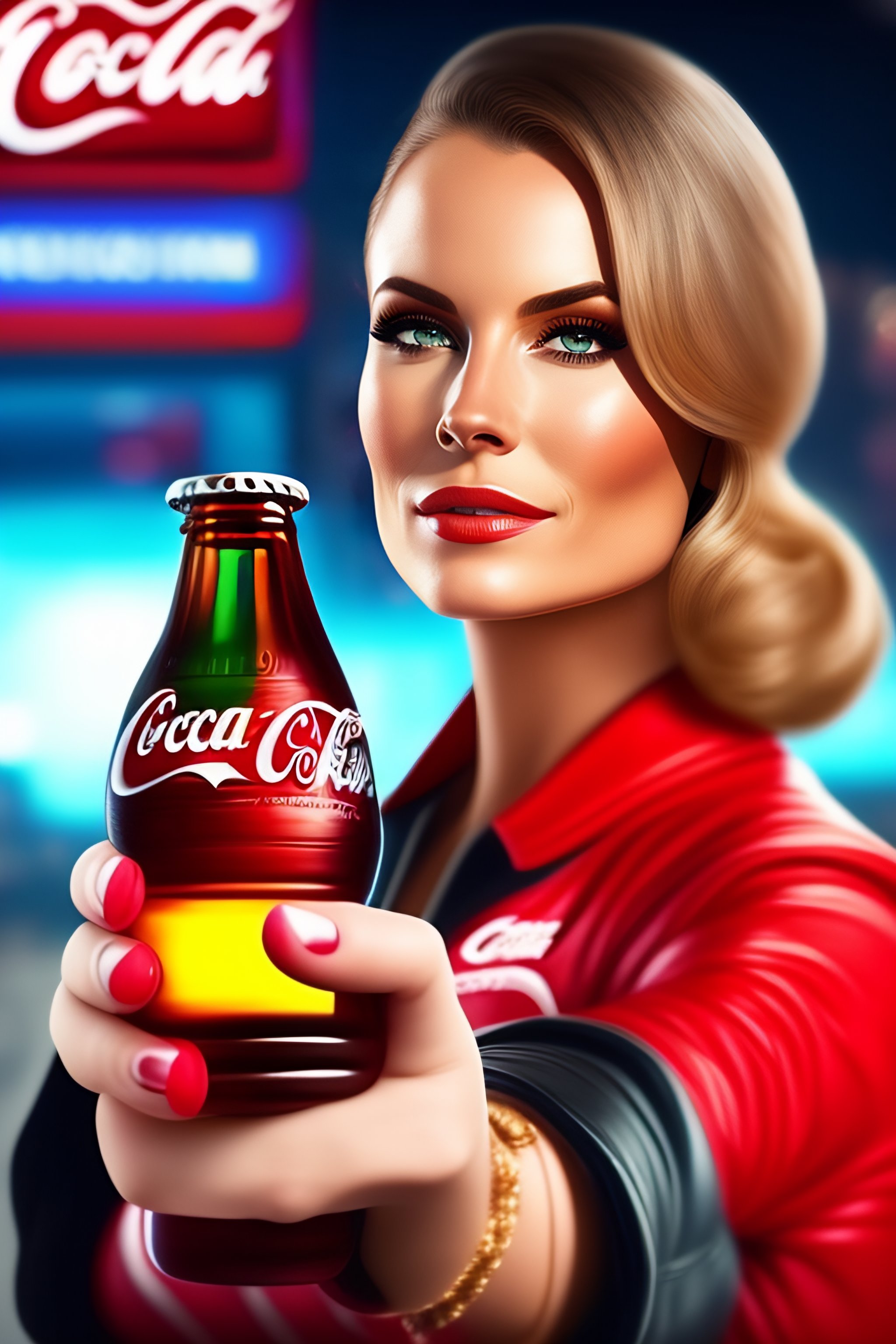 Lexica - A woman holding a coca-cola bottle in the style of GTA 5 video ...