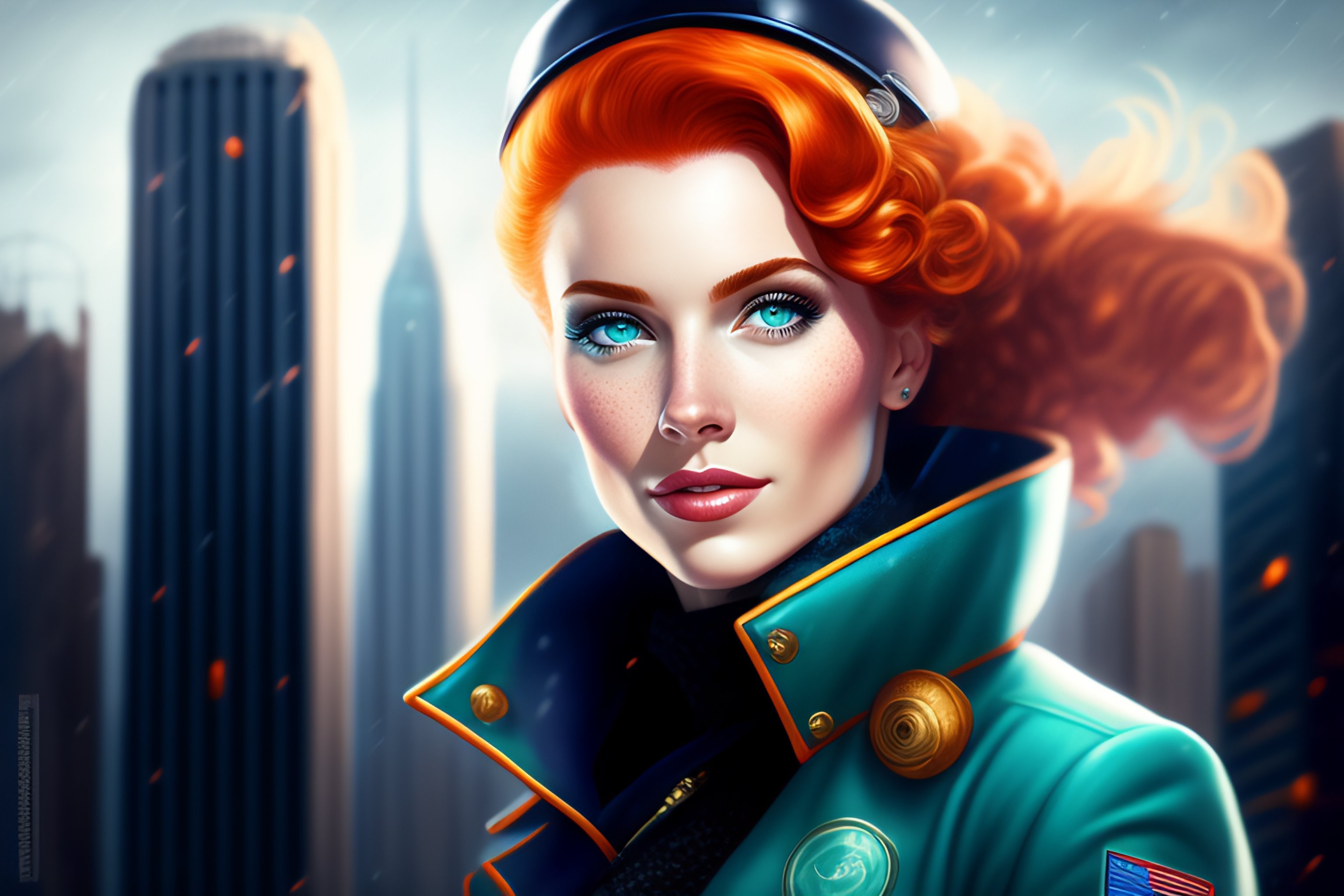 Lexica - Сute punk rock girl, 30s style, uniform of space forces ...