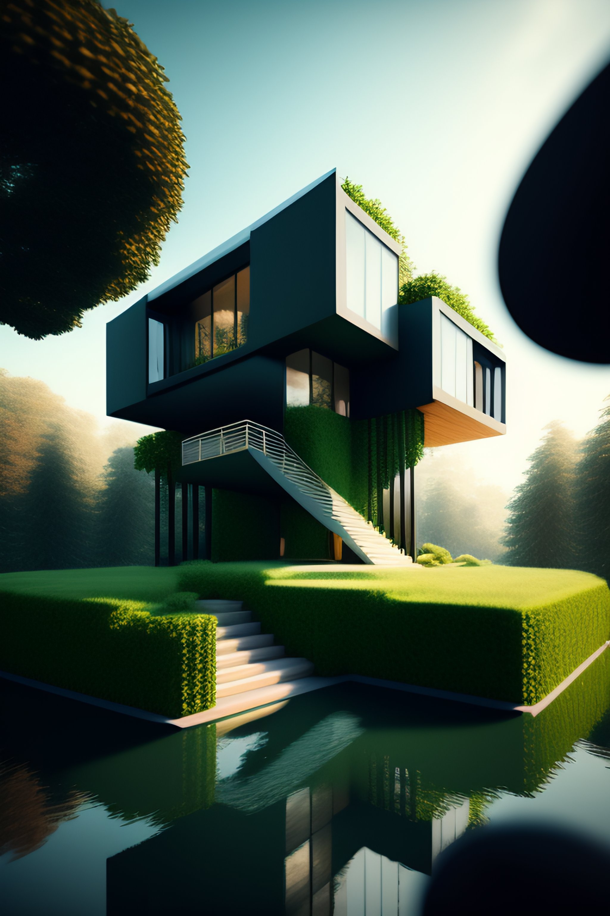 Lexica - Surreal modern house, lots of greenery and flowers, 8k render ...