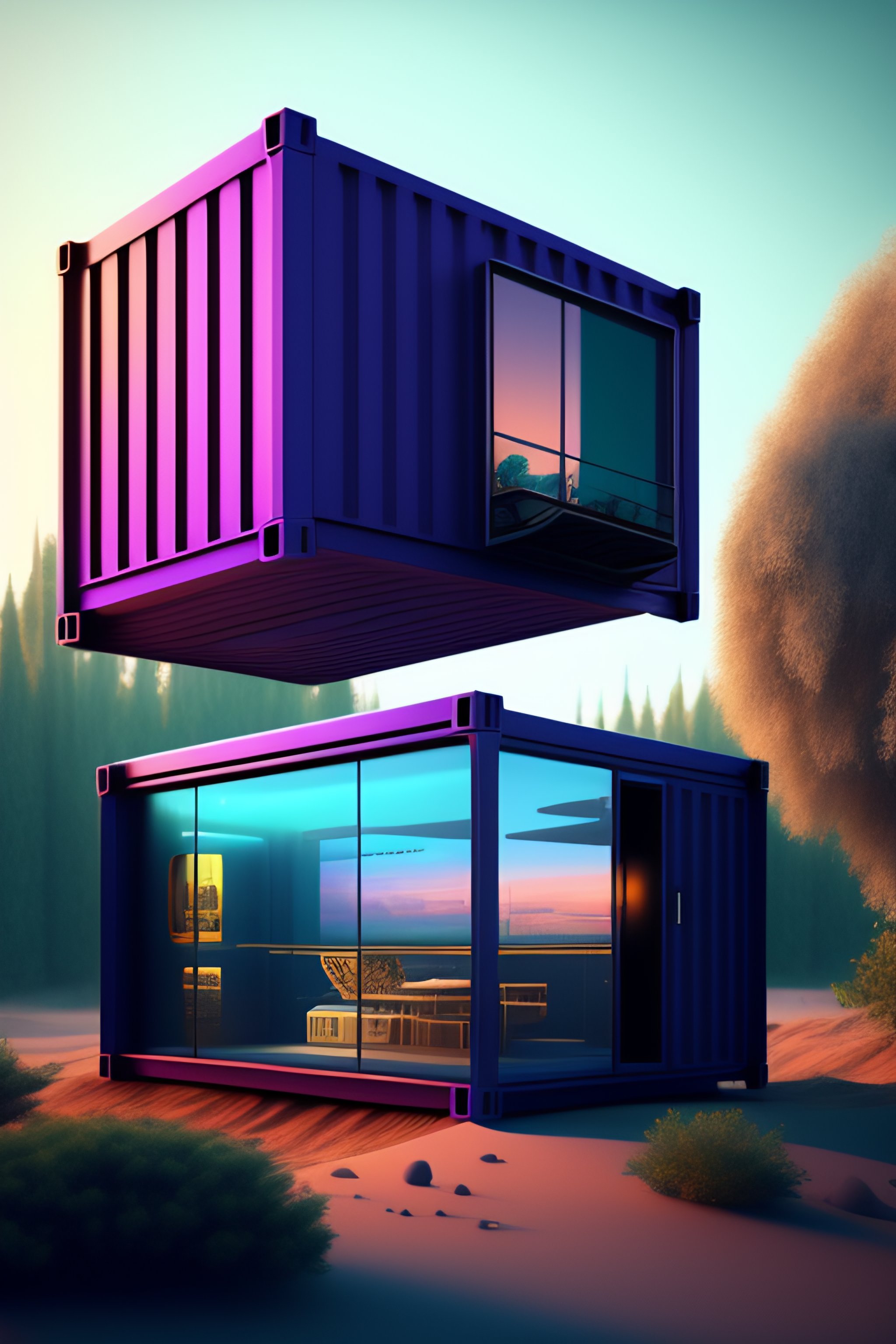 Lexica - Cyberpunk container studio in a utopian future