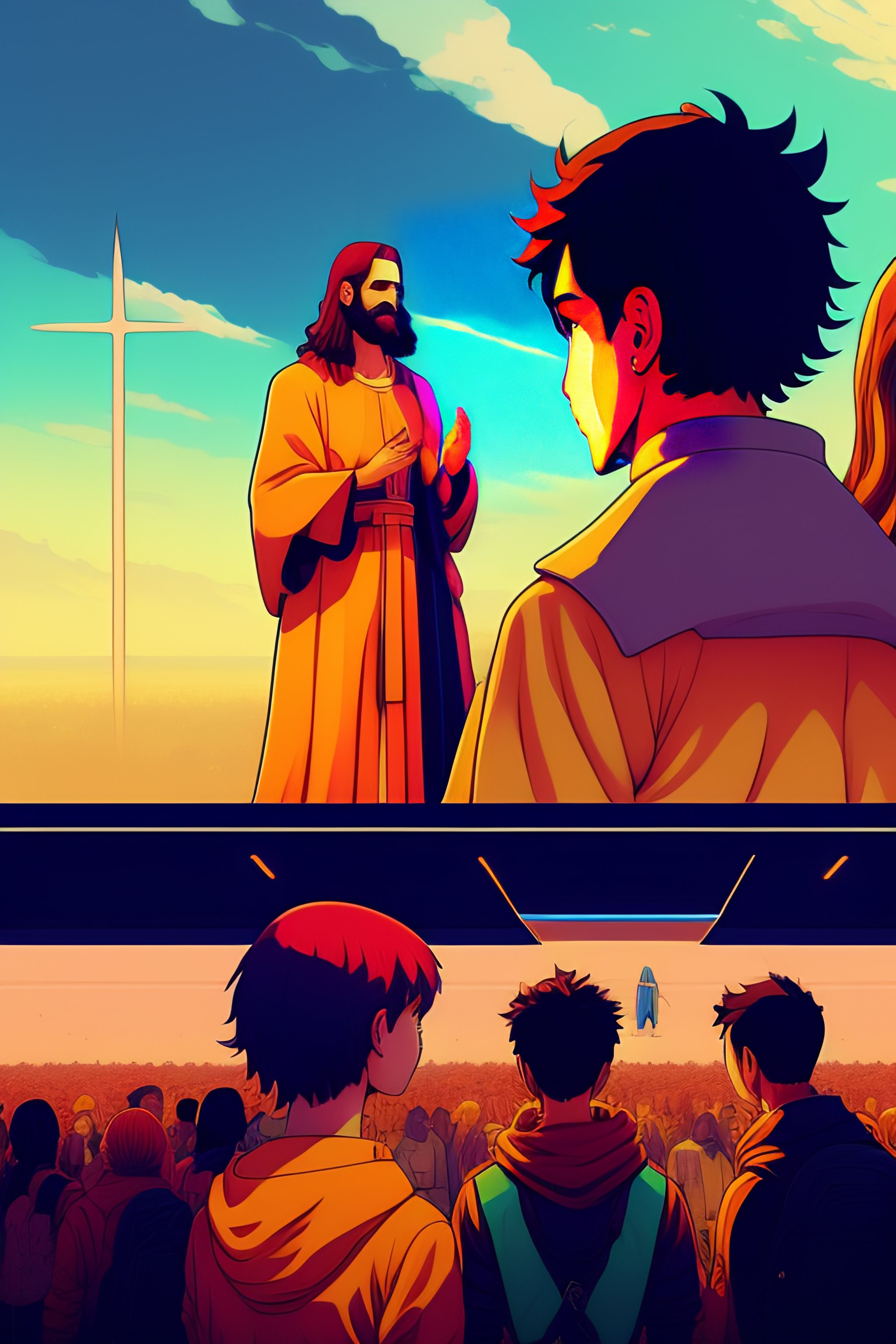 Lexica - Jesus is preaching, style of Laurie Greasley, studio ghibli ...