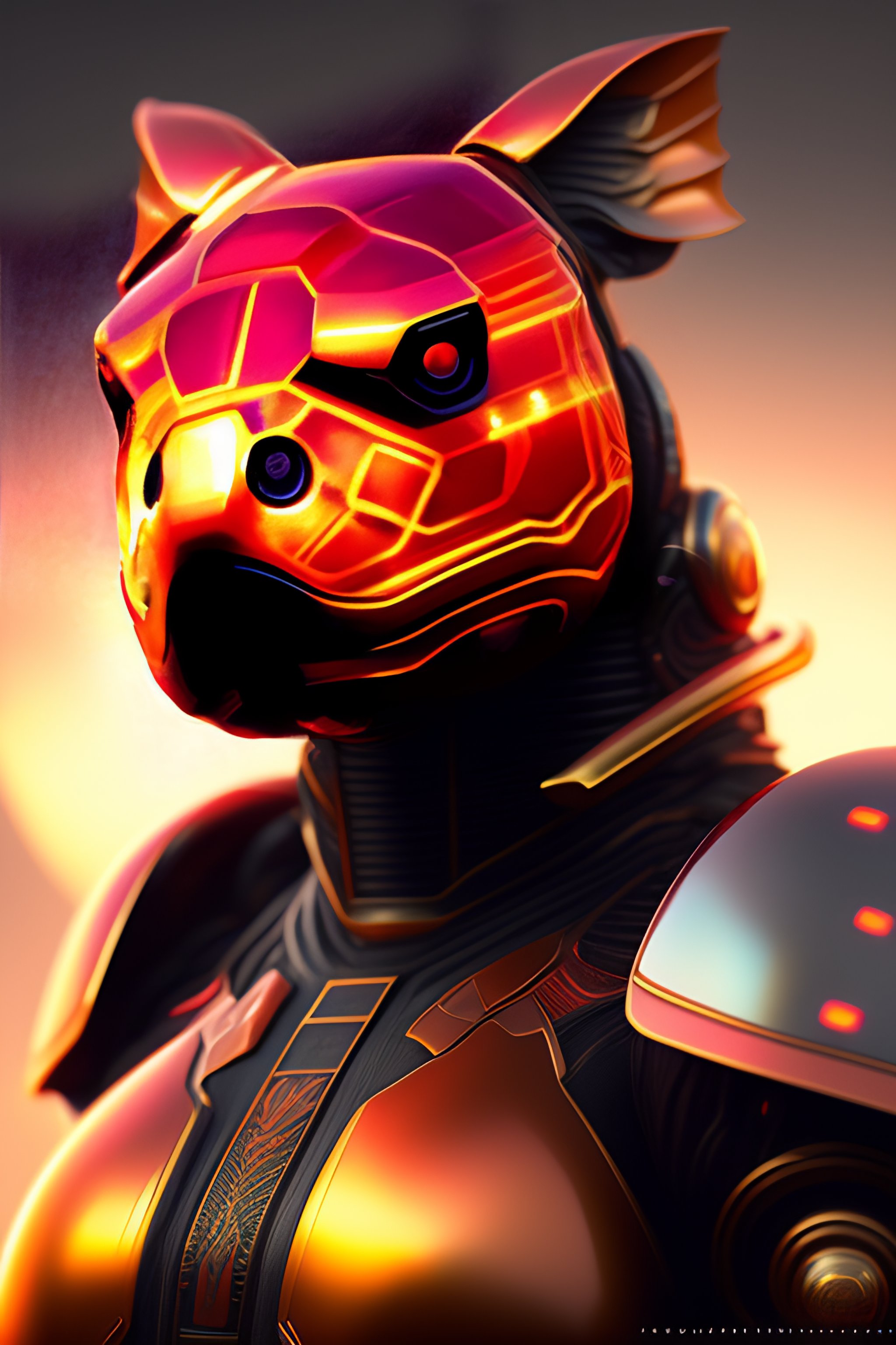 Lexica - Portrait of a cybernetic red tortoise a spiritual full body ...