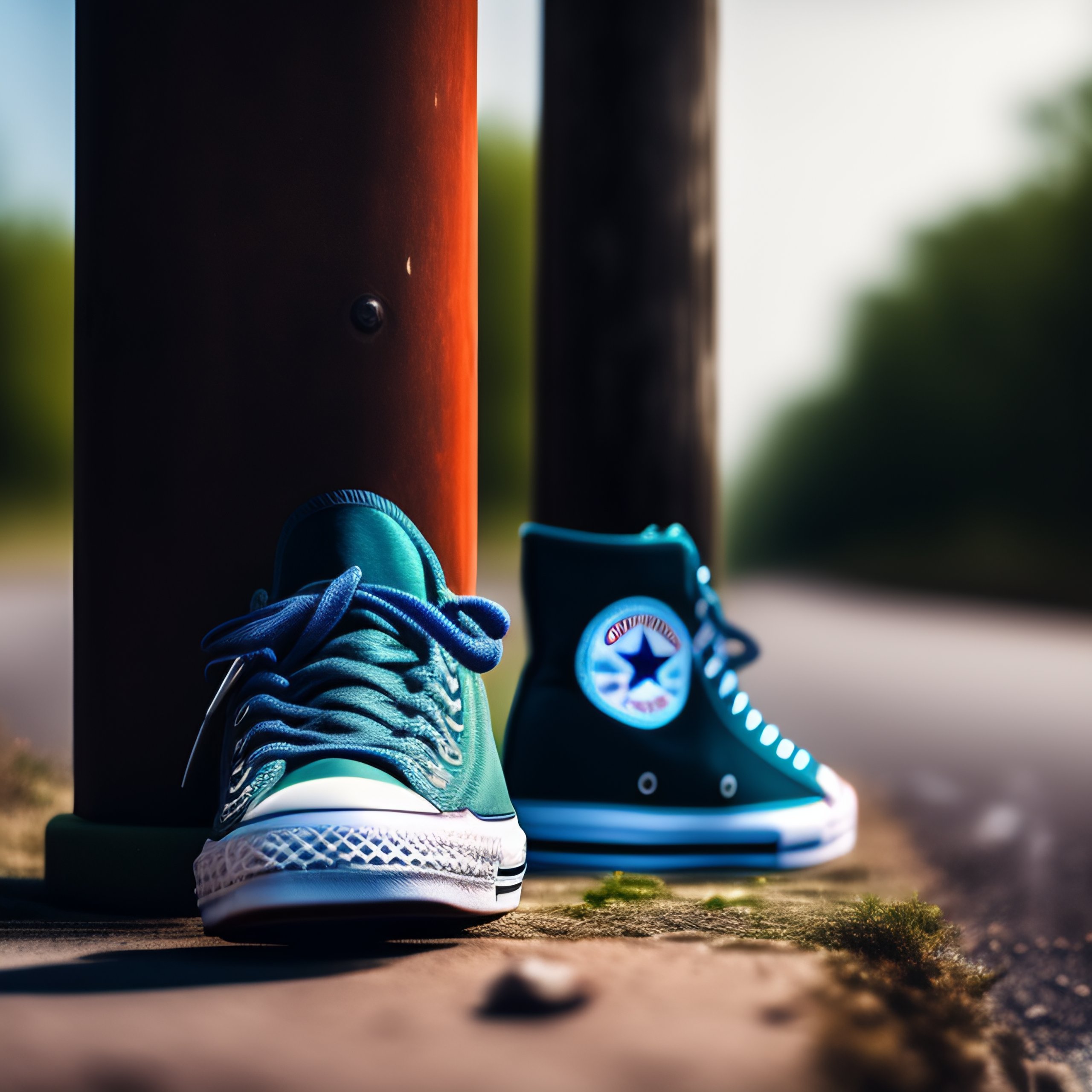Lexica - Portrait of a pair of converse sneakers hanging by the ...