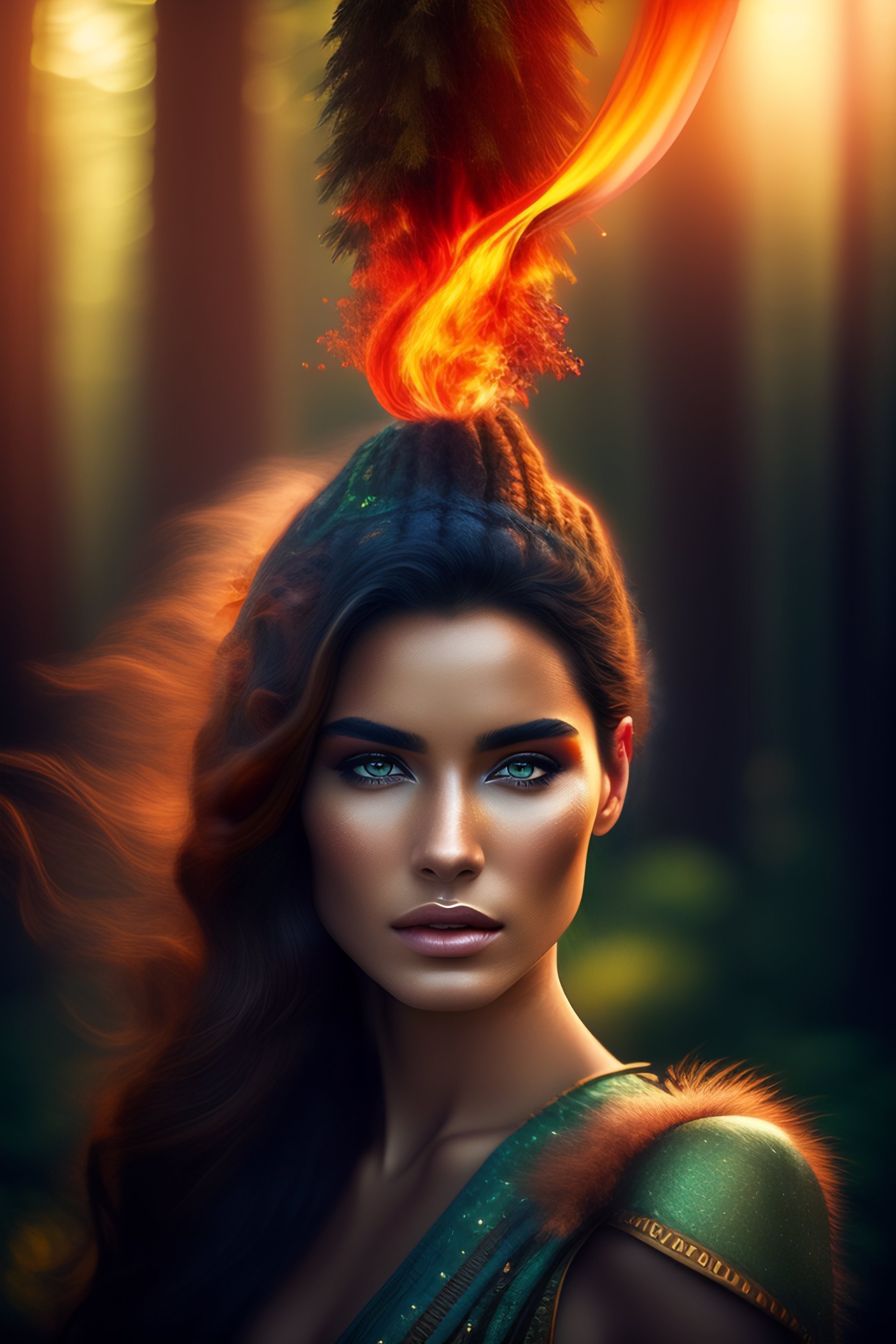 Lexica - Forest, magical, tall grass, humanoid, fire in eyes