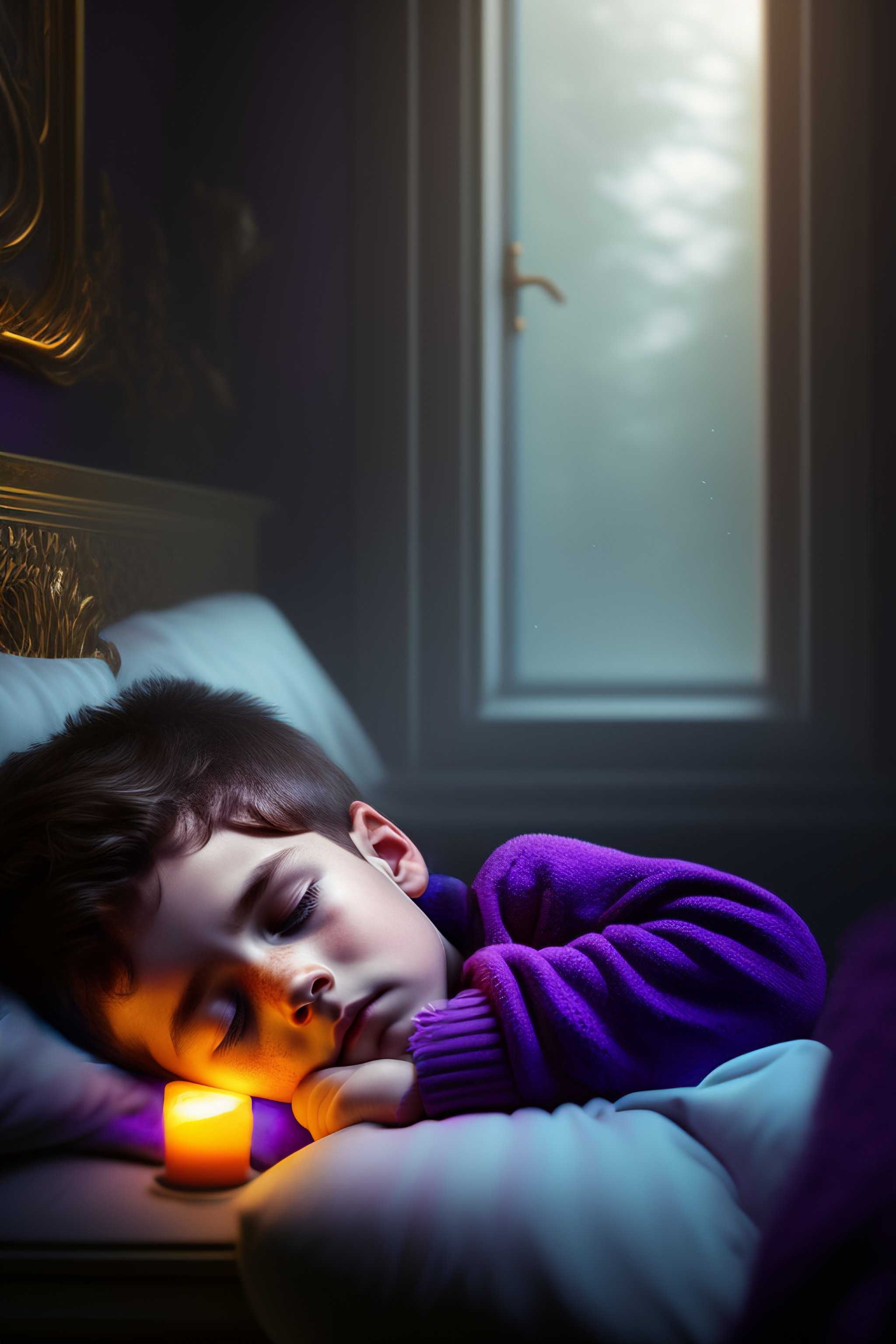 Lexica - A young boy asleep in his bedroom while a scary monster lurks ...