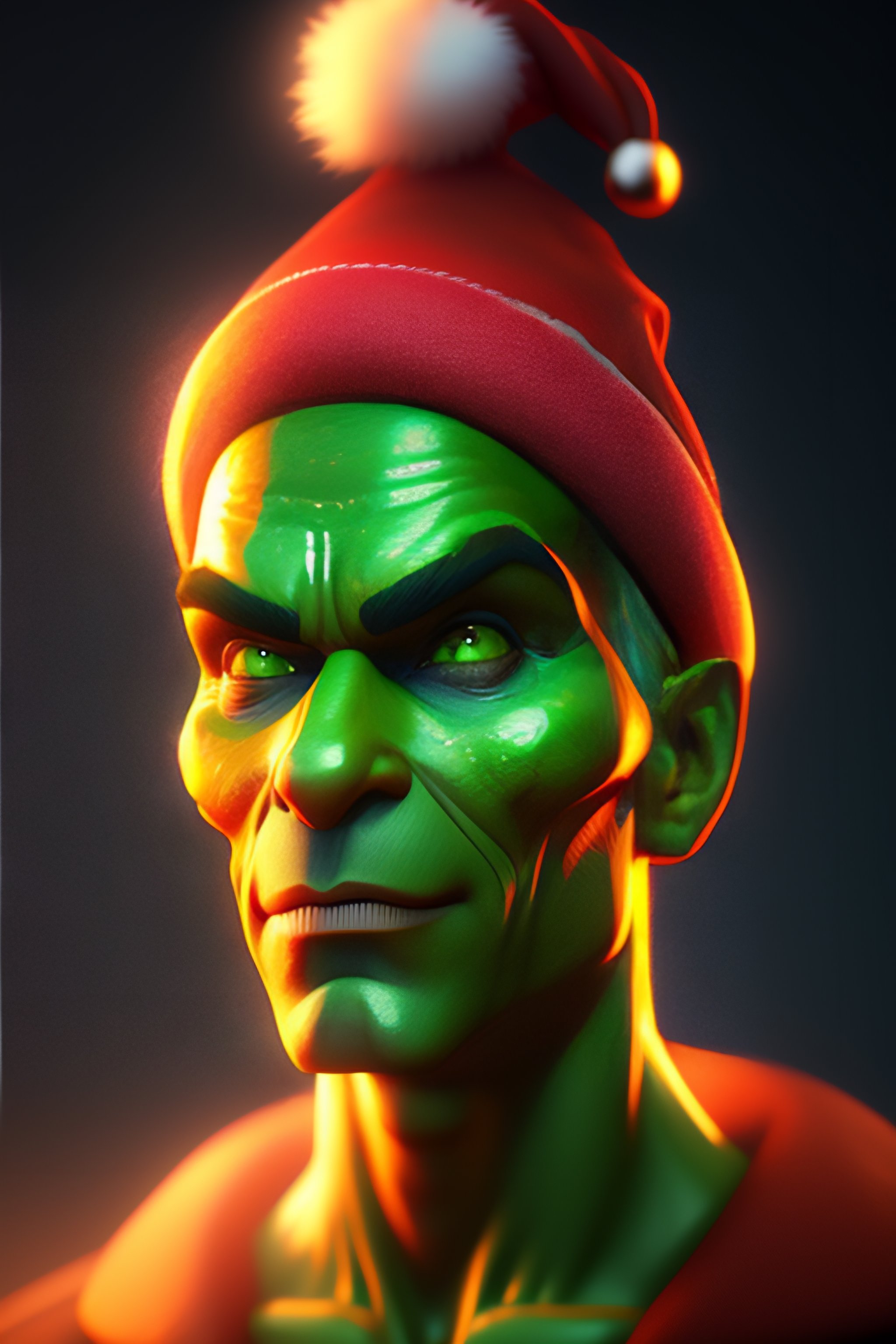 Lexica - Character concept portrait, xmas grinch, bright glowing, 3 d ...