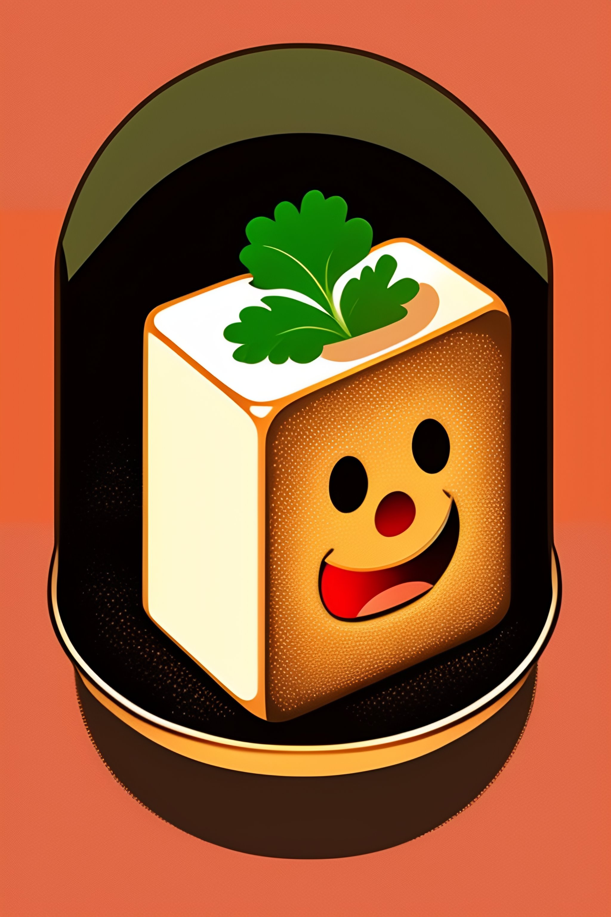 Lexica - A draw in cartoon style of a block of tofu with smily face ...