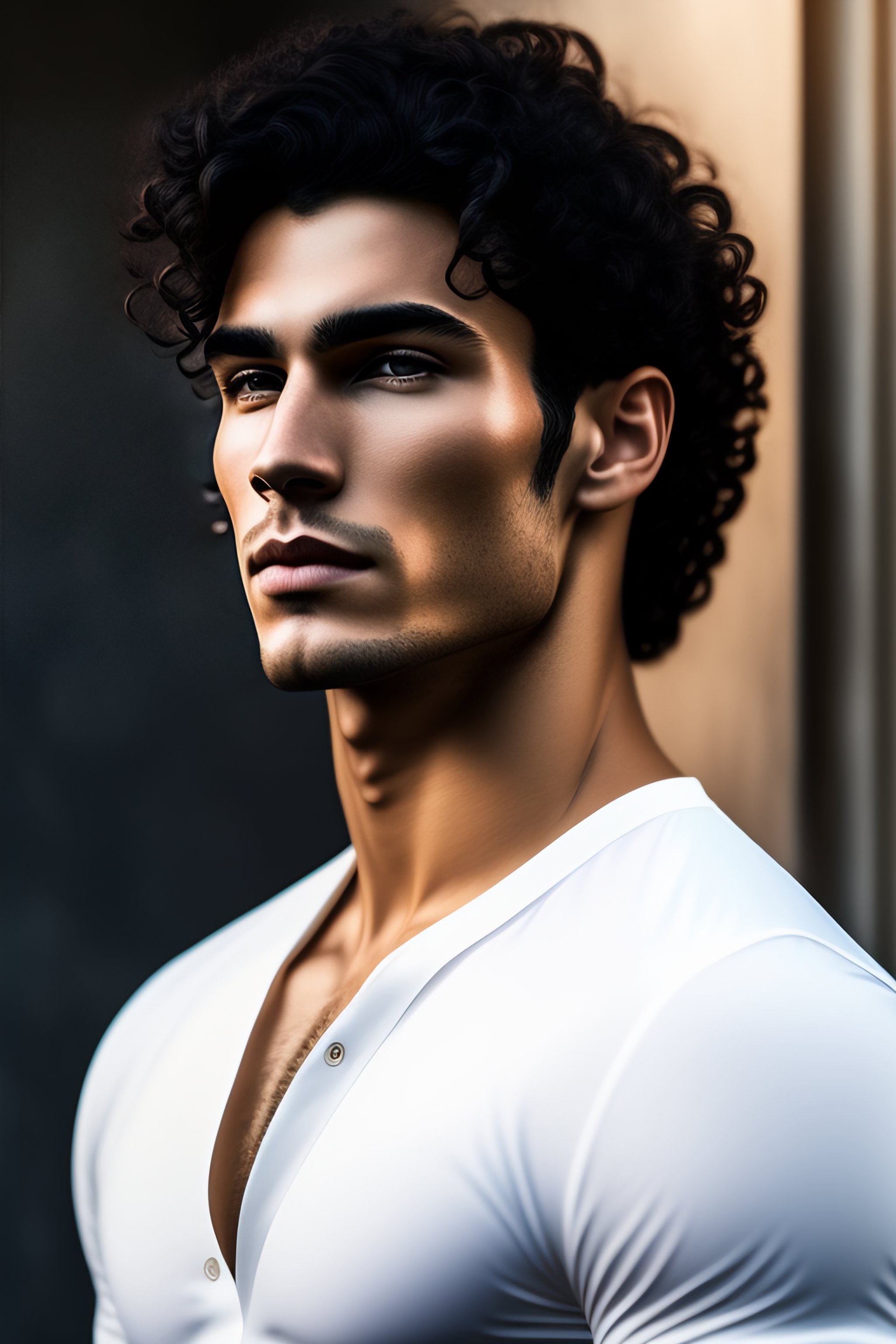 Lexica - A beautiful man with a sharp jaw, white skin, a little muscle ...