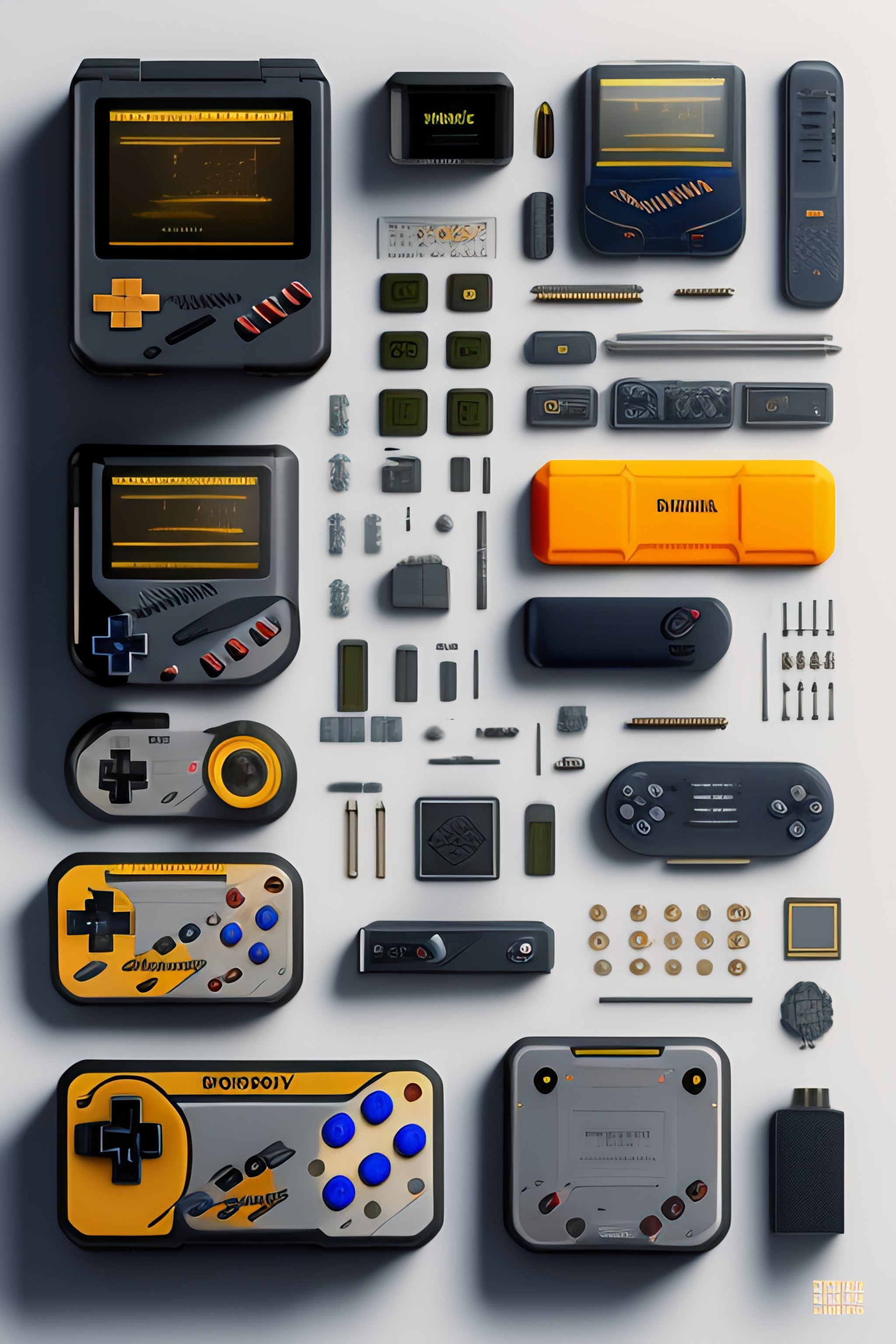Lexica - Game boy, Costumes and props, Knolling, Knolling layout ...