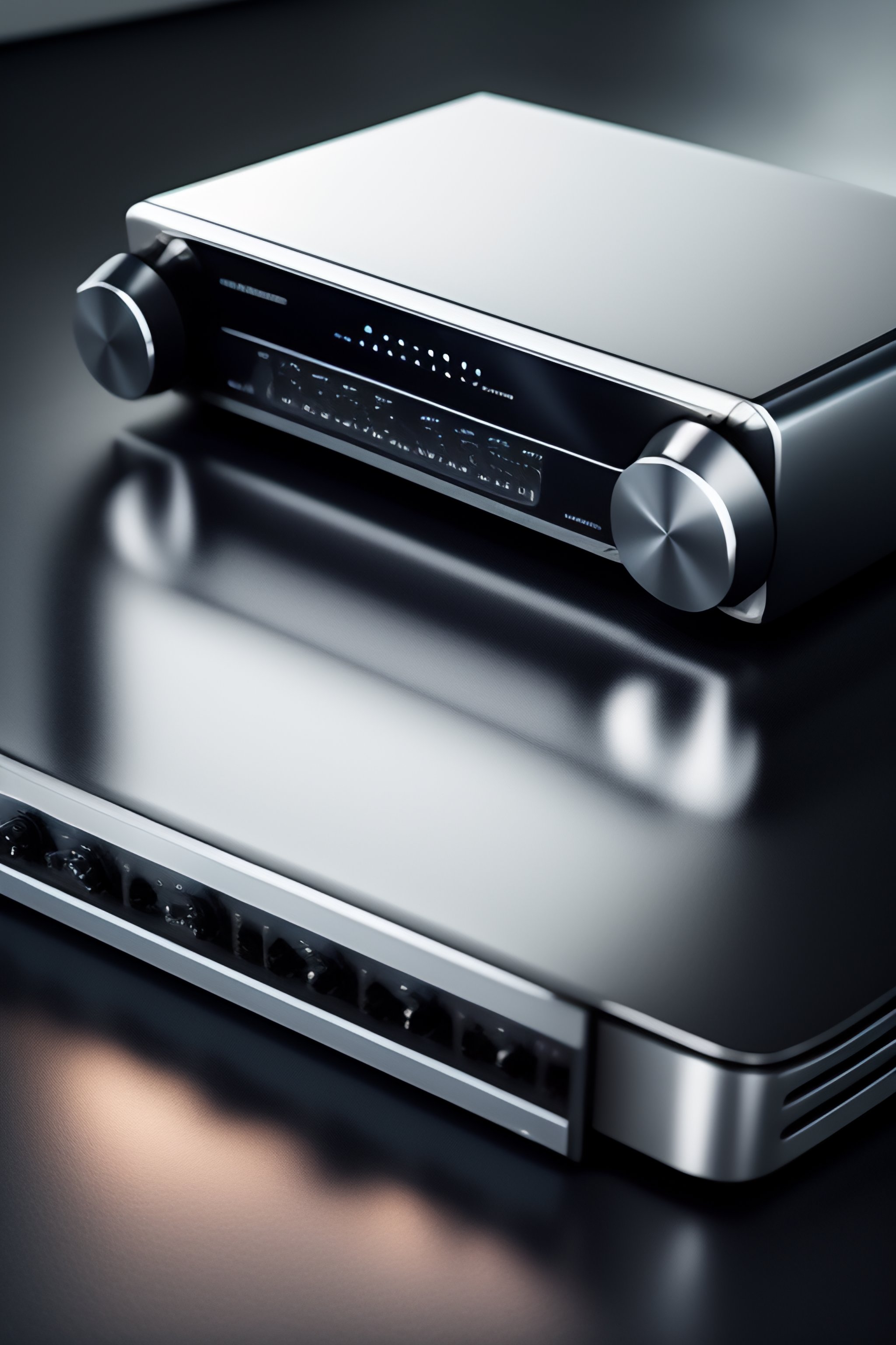 Lexica - A photo of a dual mono amplifier, big, silver, wide ...