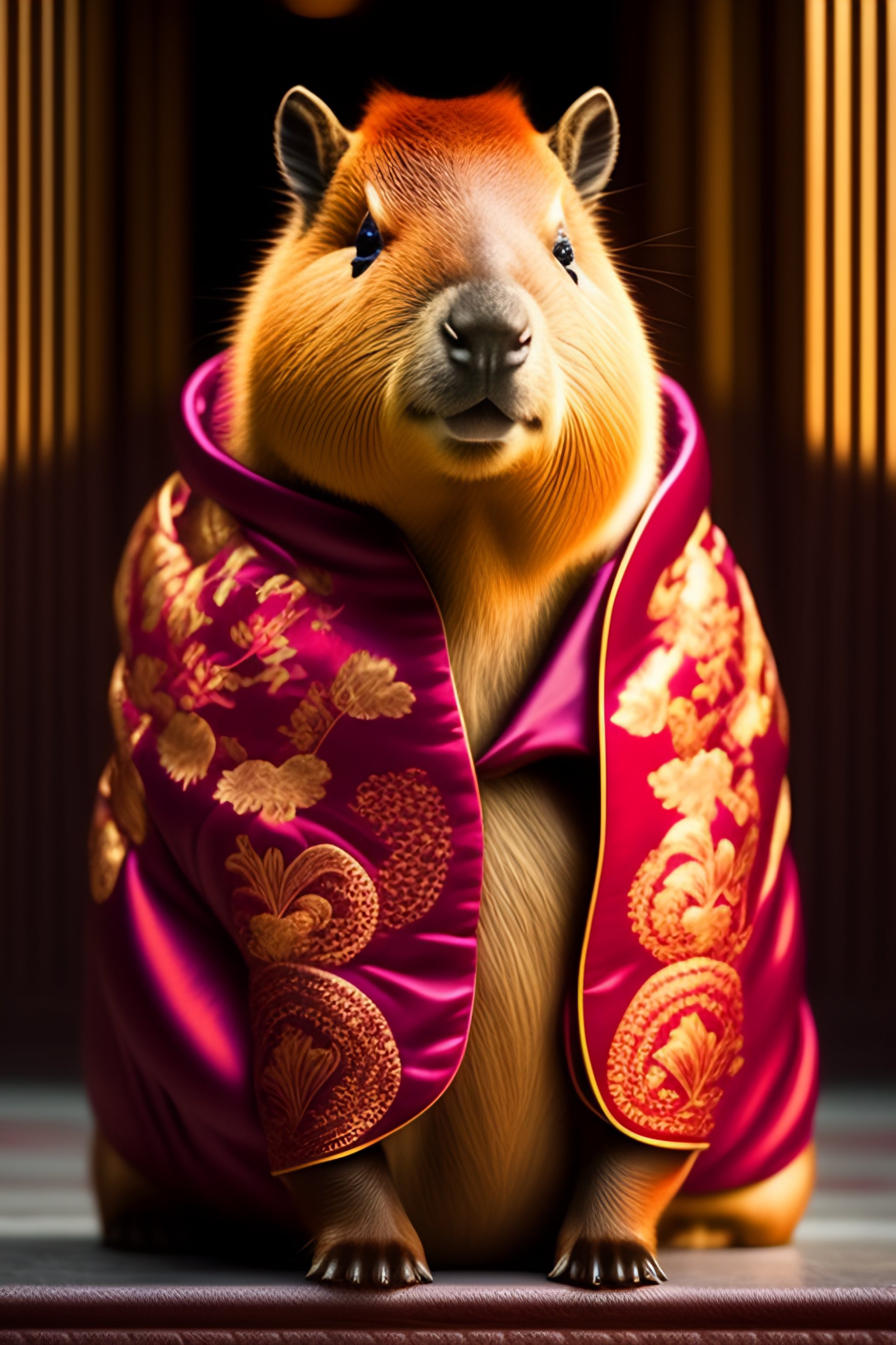 Lexica - A capybara in a Chinese coat, cute, cinematic