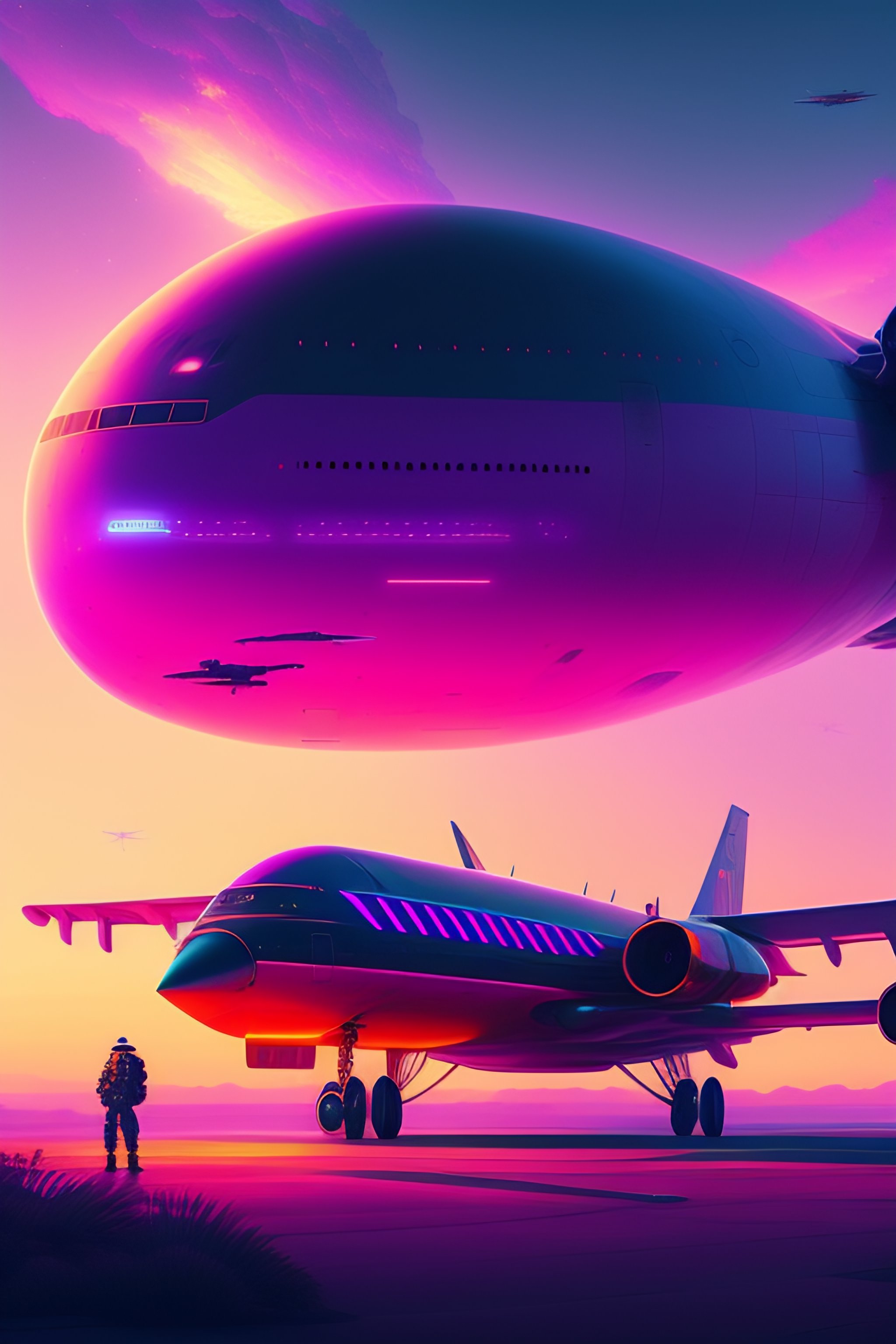 Lexica - Sleek synthwave aircraft, with beautiful stars by simon ...