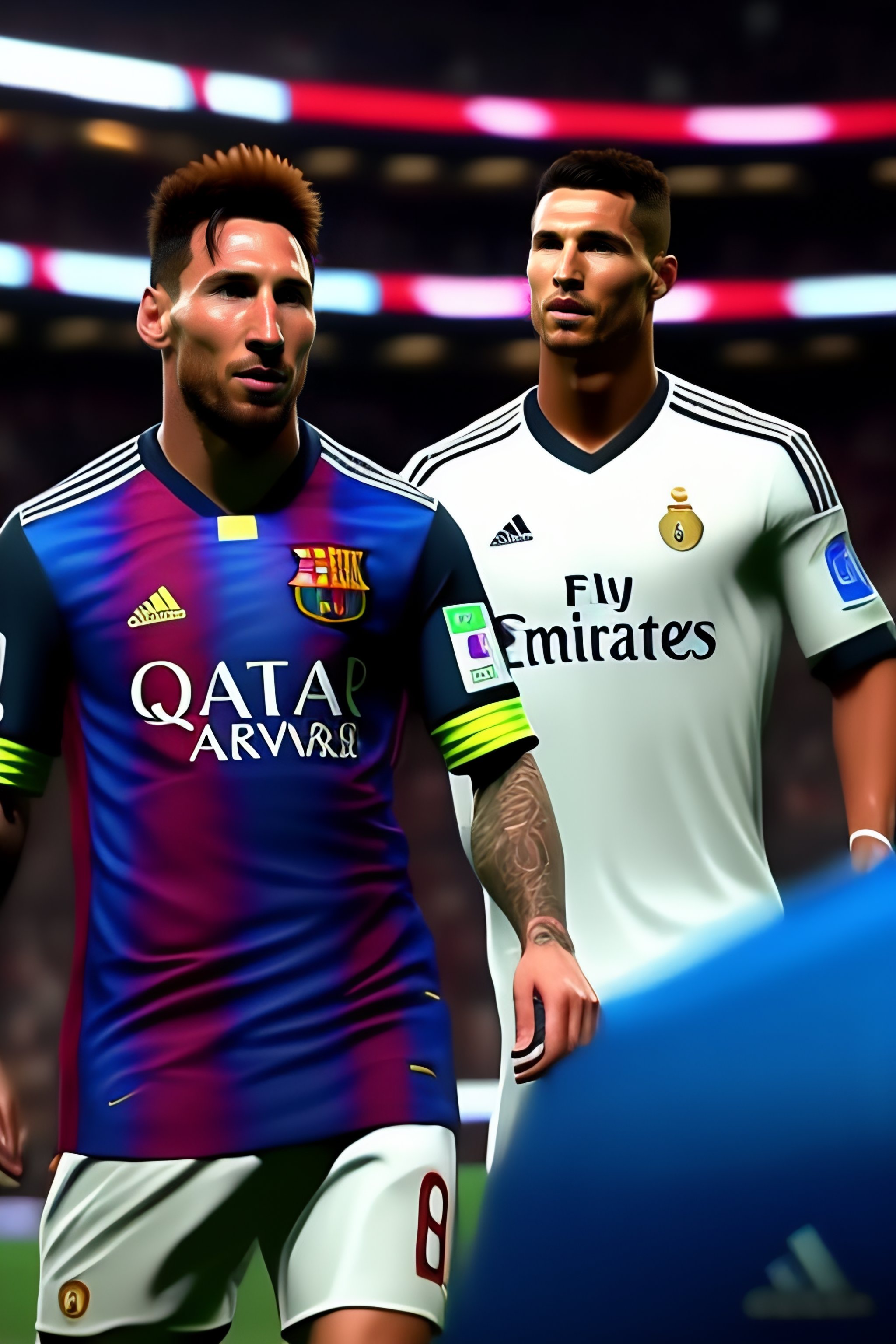 Lexica - Lionel messi playing fifa video game with ronaldo