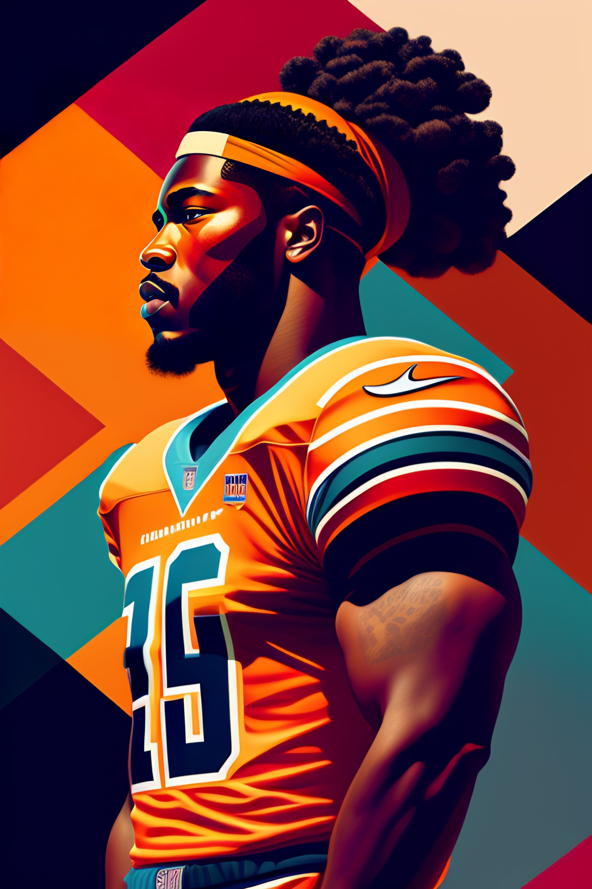 Lexica - Highly detailed painting of a (American NFL football) player ...