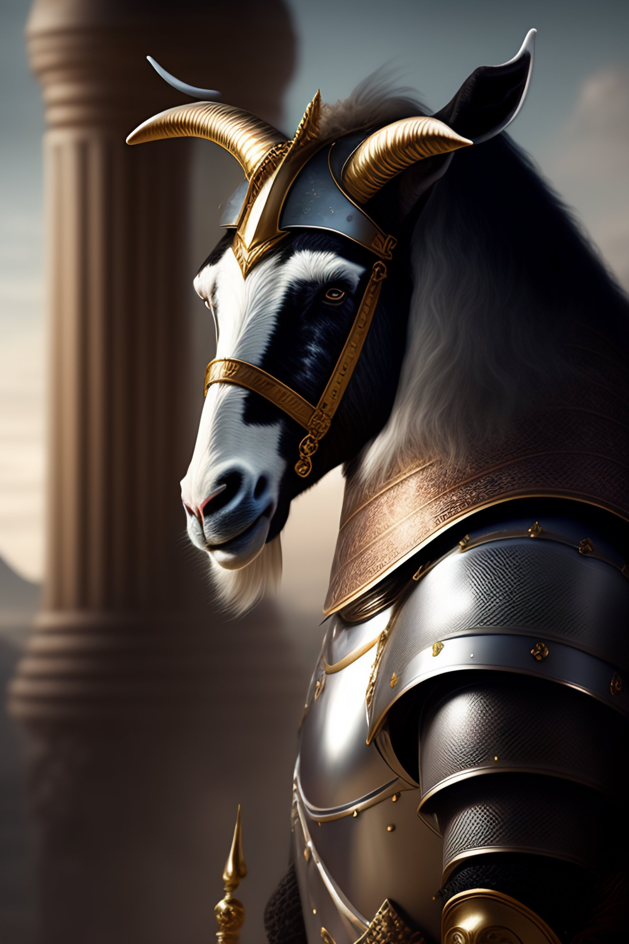 Lexica - A knight in armor with the face of a goat