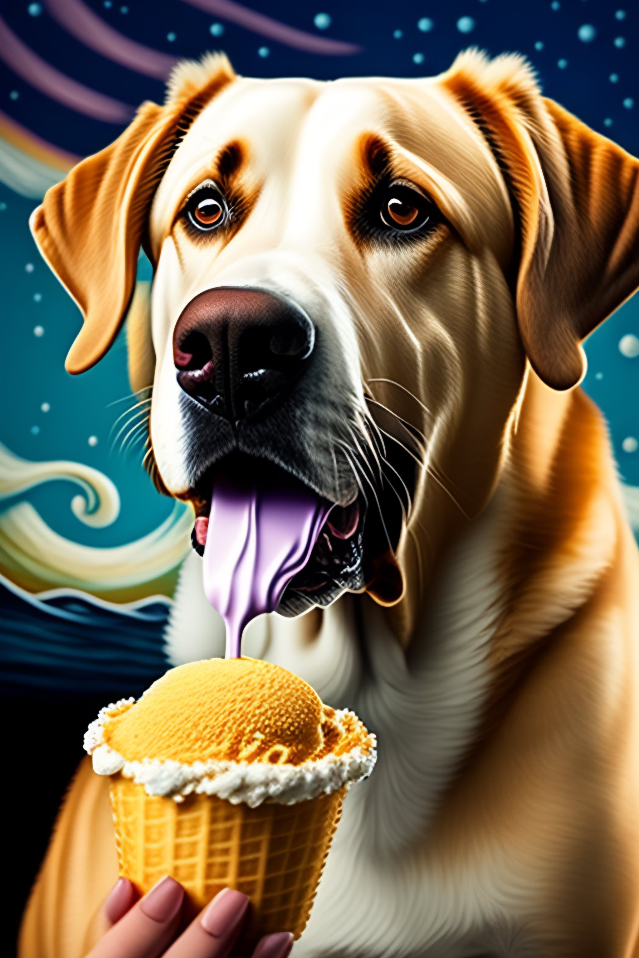 Lexica - Labrador eating ice cream in the style of van gogh