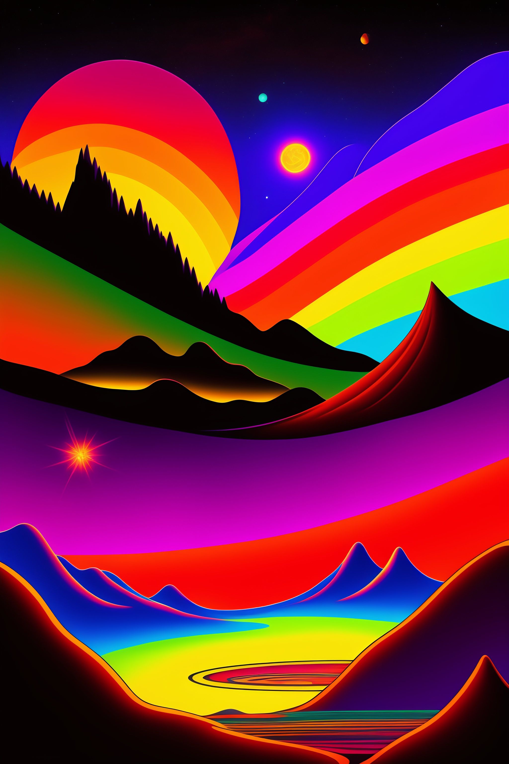 Lexica - Psychedelic Vintage full Shot 1960's cartoon Poster with hippy ...