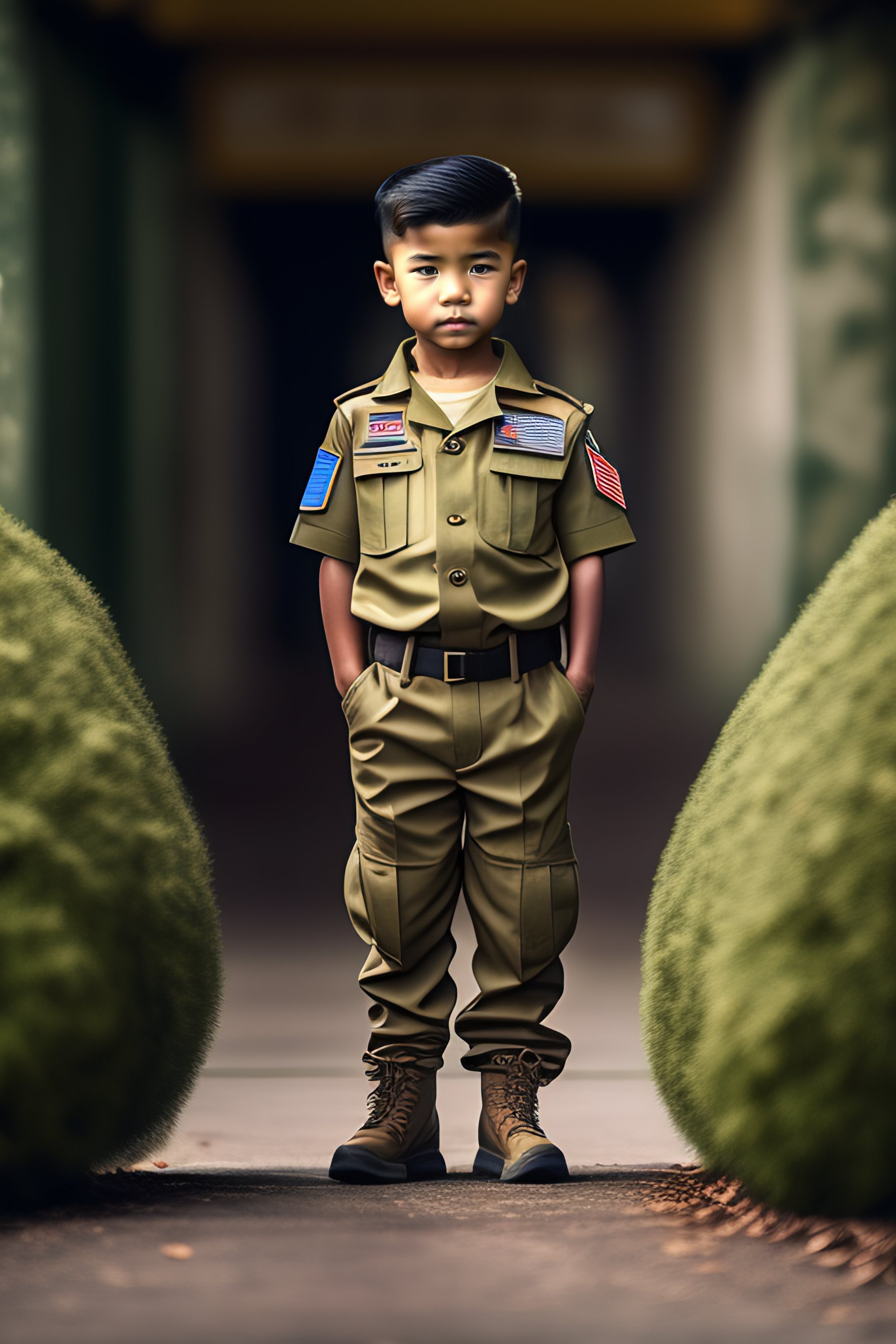 Lexica - Boy wearing trousers in army