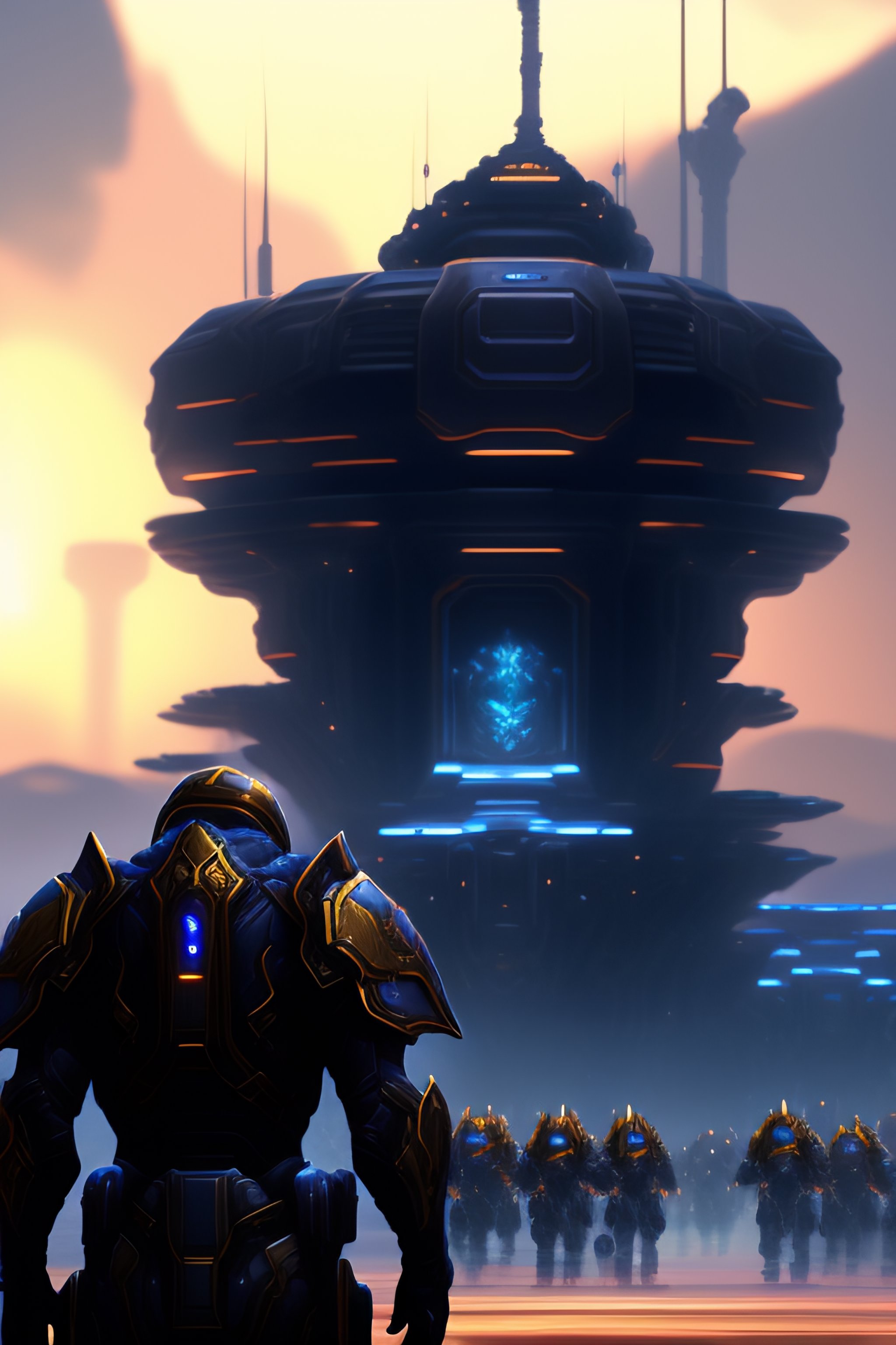 Lexica - Drawing of an army in starcraft 2